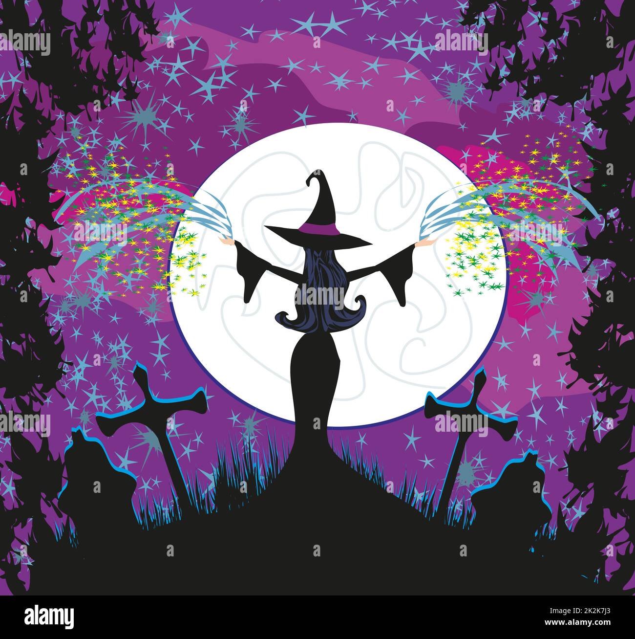 Magical witch casting a magic spell Stock Photo - Alamy