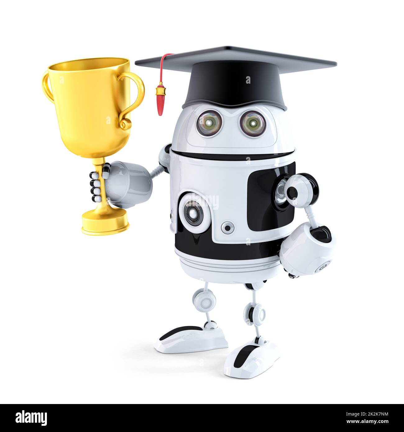 Student robot holding a trophy Stock Photo - Alamy