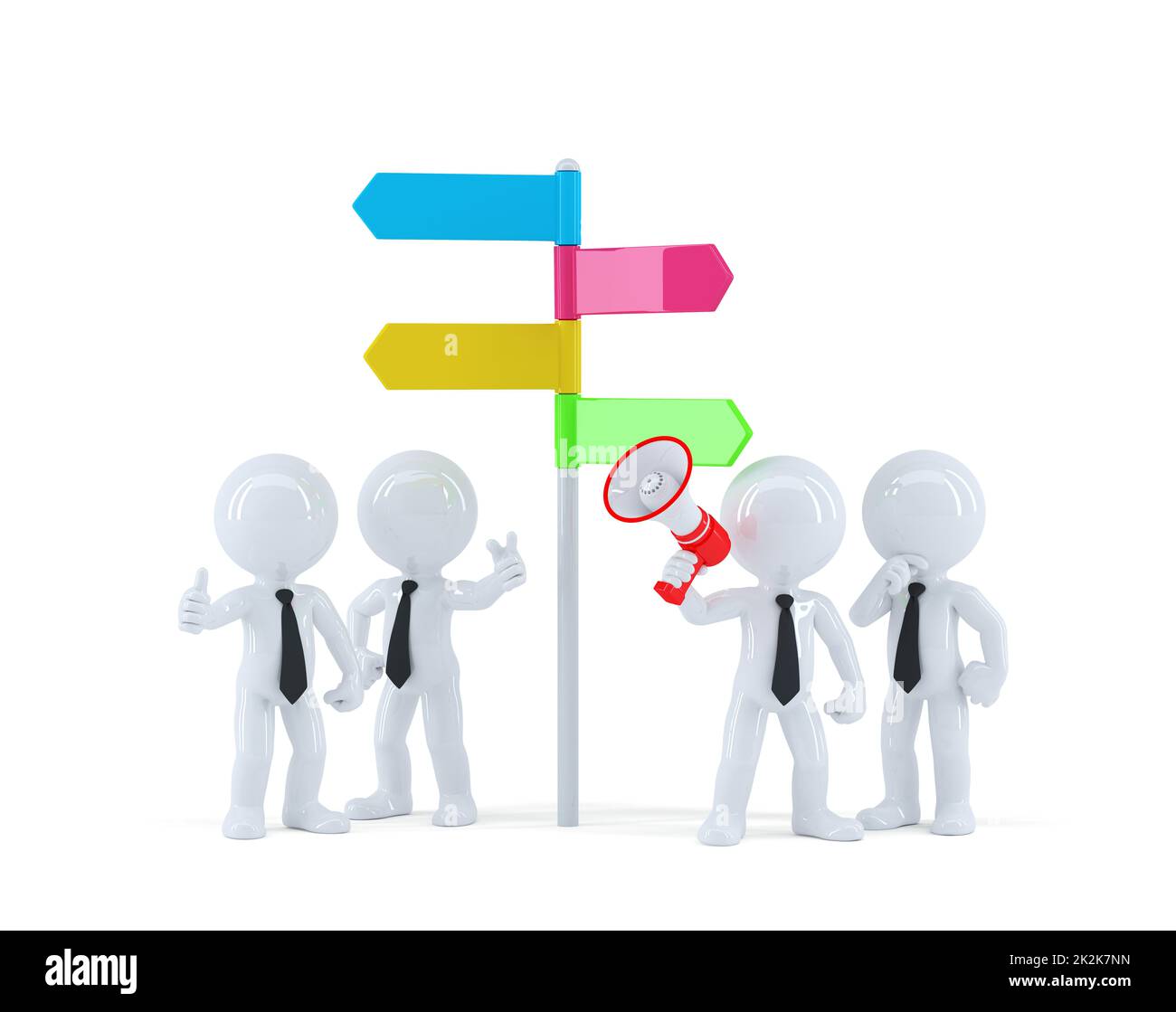 Business team in front of a direction sign. Business concept Stock ...