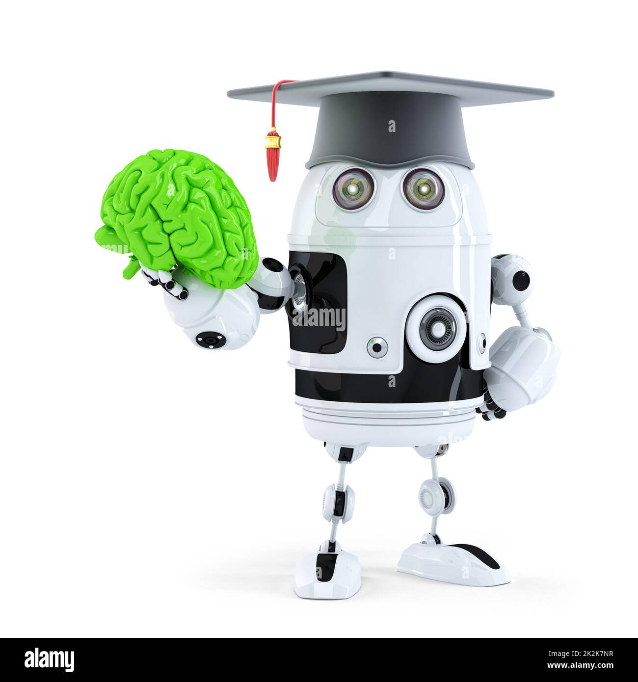 Student robot holding a human brain Stock Photo - Alamy