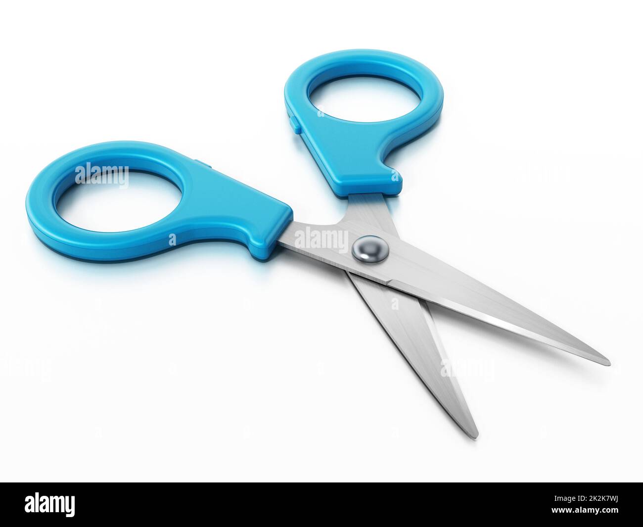 Blue kids' scissors isolated on white background. 3D illustration Stock ...