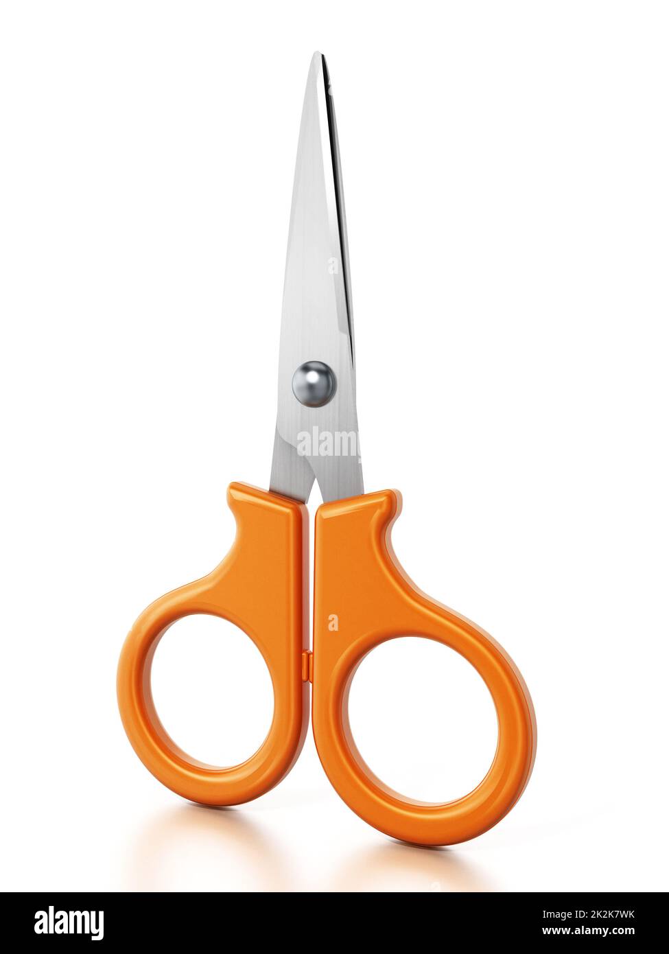Orange kids' scissors isolated on white background. 3D illustration ...