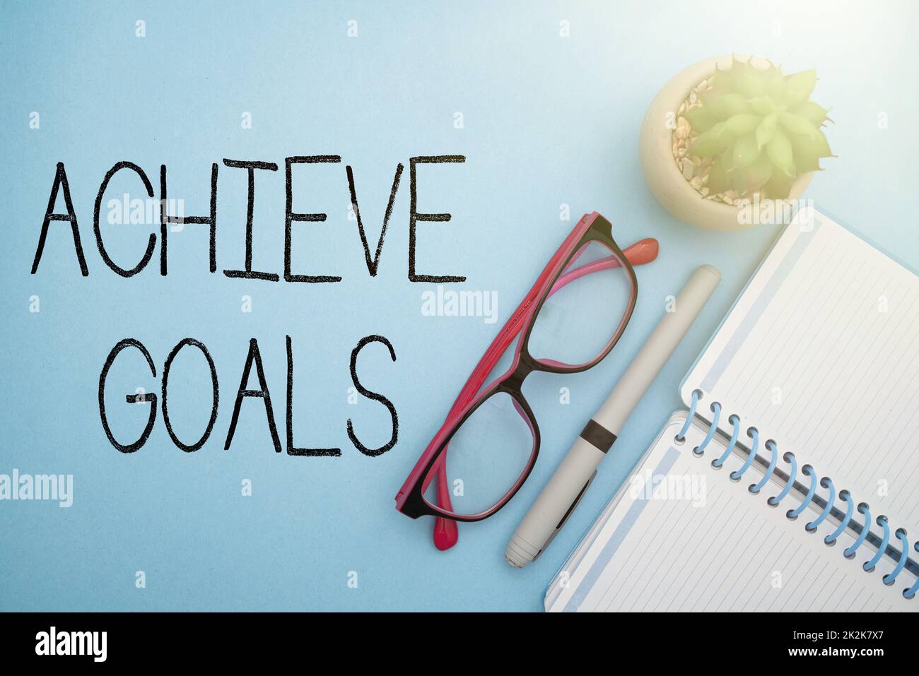 Sign displaying Achieve Goals. Concept meaning Results oriented Reach ...