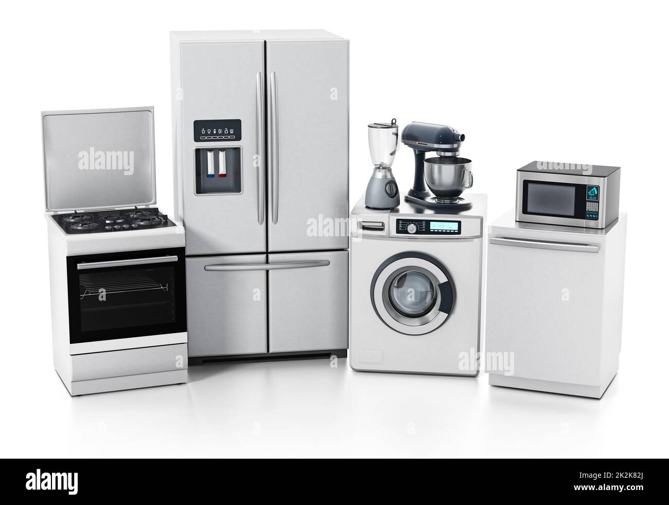 Household equipments isolated on white background. 3D illustration ...