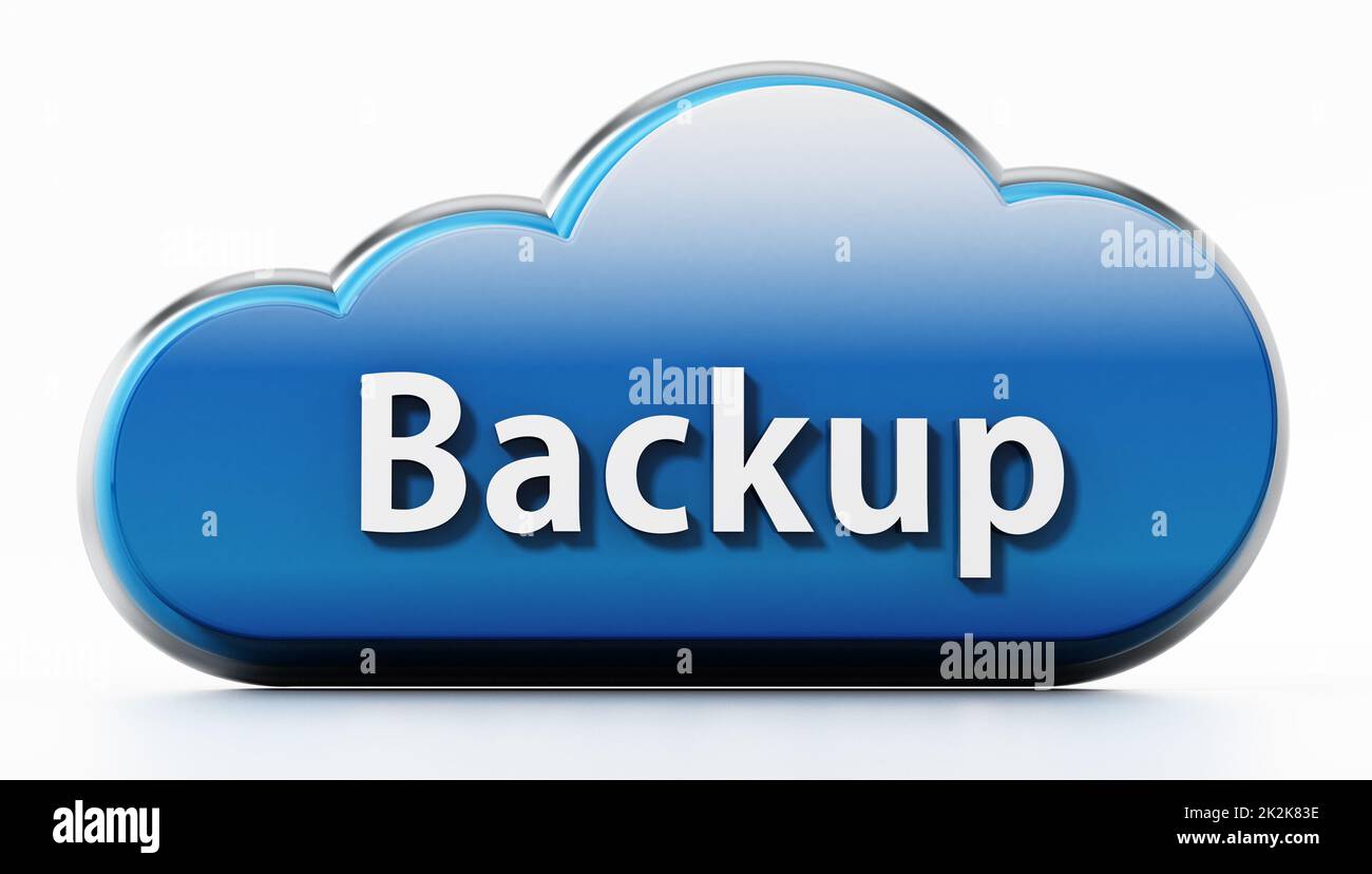 Cloud symbol with backup text. 3D illustration Stock Photo - Alamy