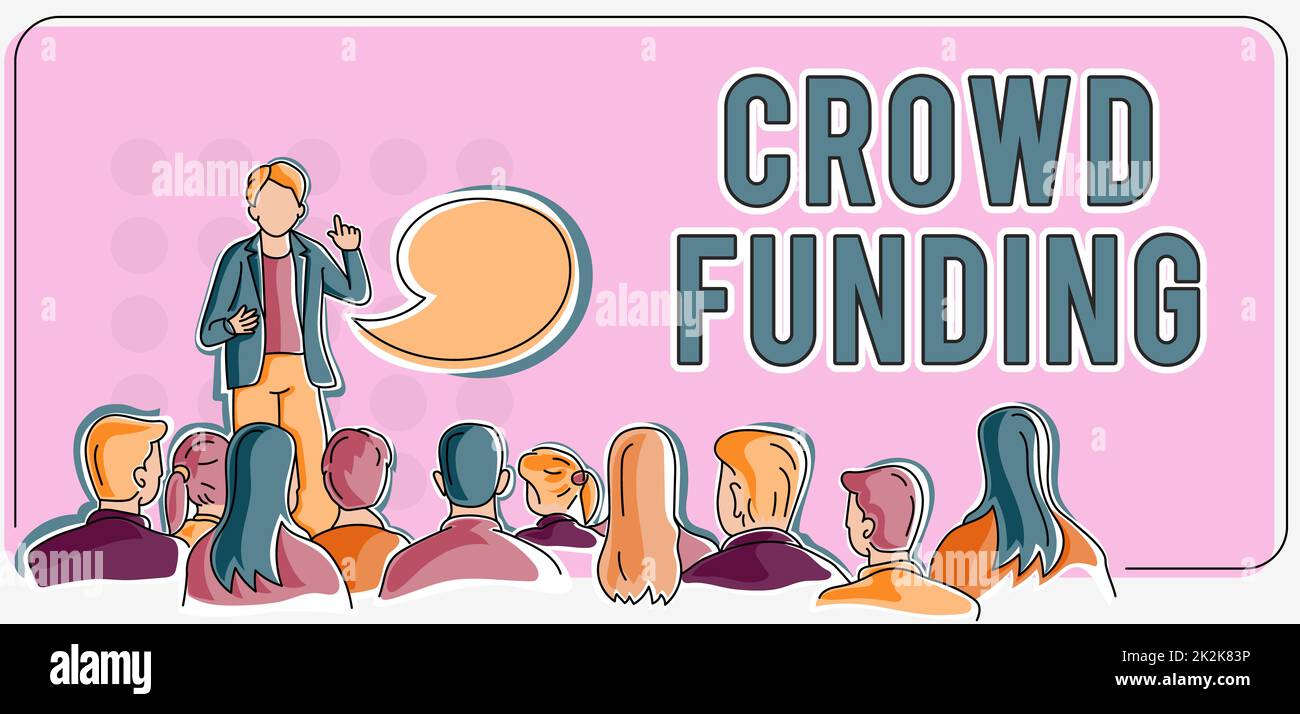 Conceptual caption Crowd Funding. Business overview Fundraising ...