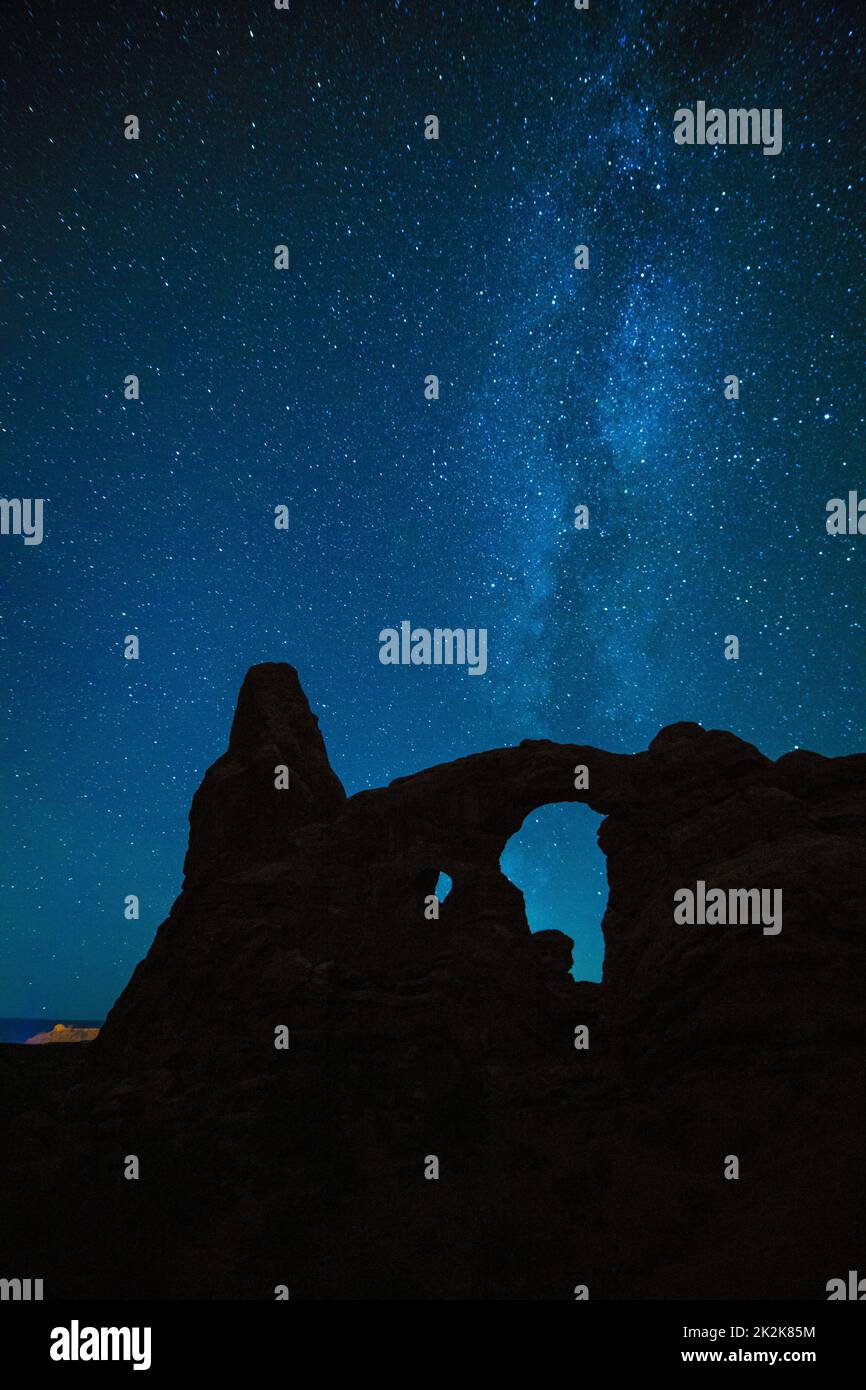 The Milky Way Galaxy in the night sky over Turret Arch in the Windows ...