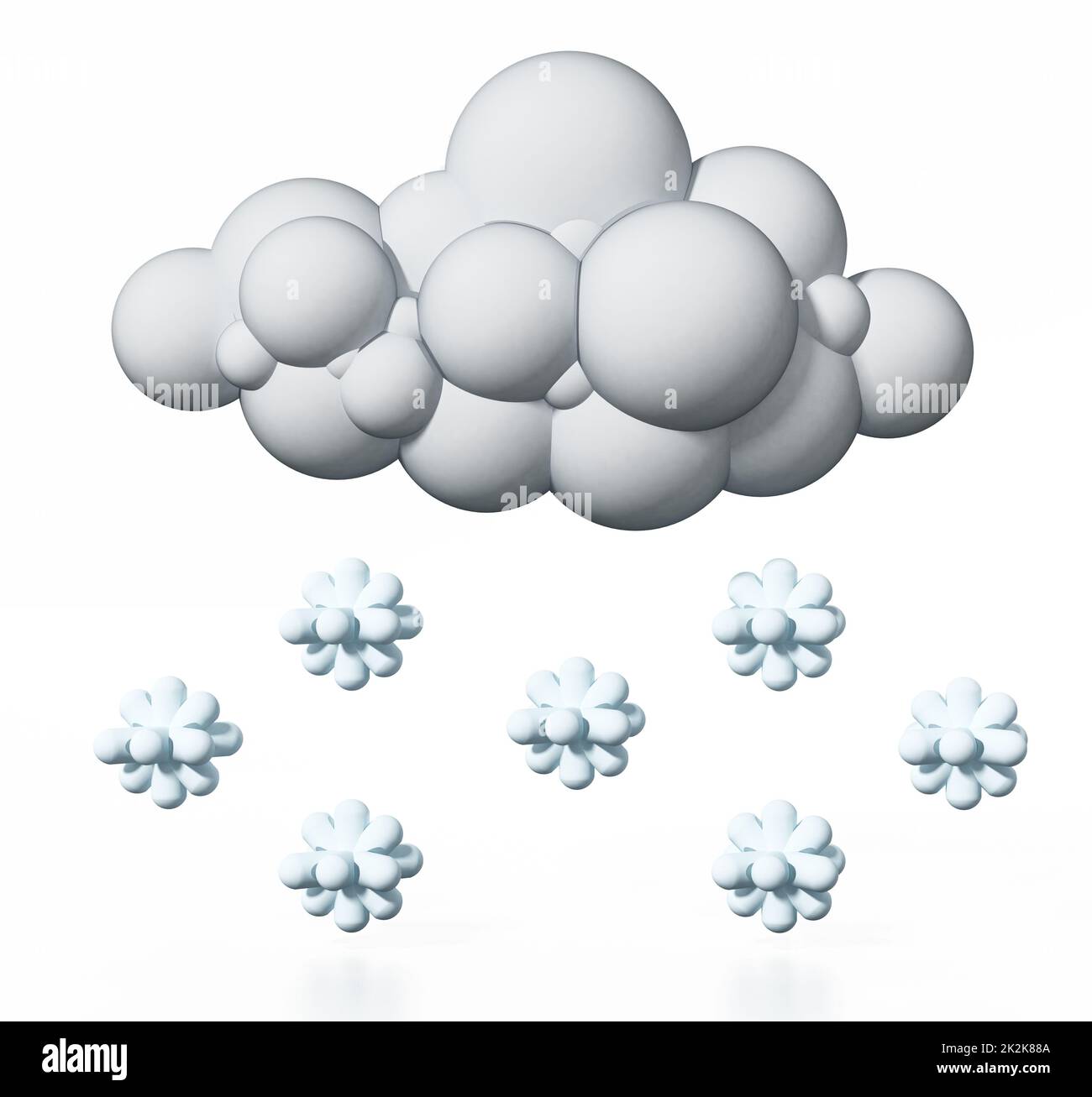 Cloud and snow symbols isolated on white background. 3D illustration ...
