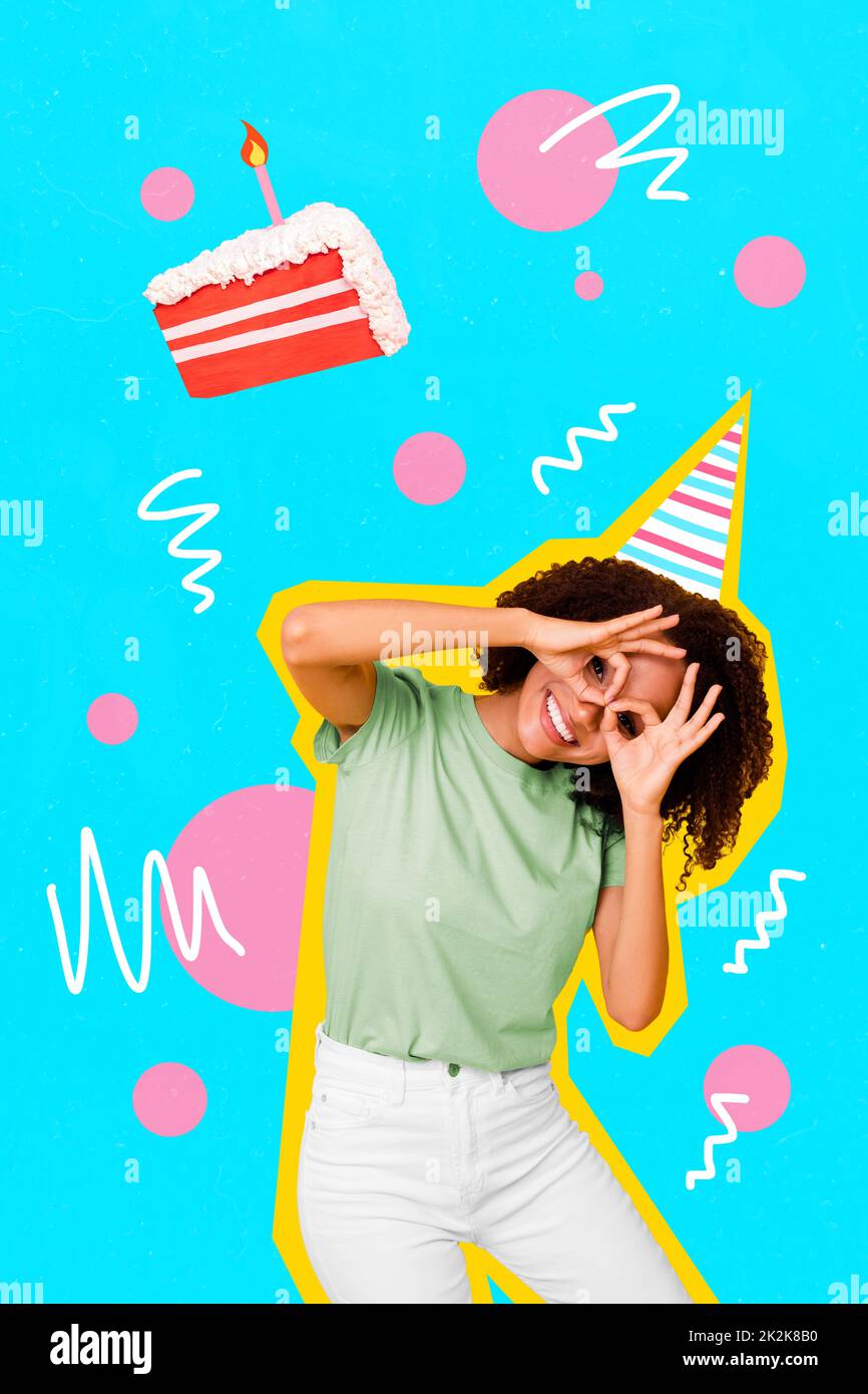 Artwork magazine picture of funky happy smiling american lady having ...