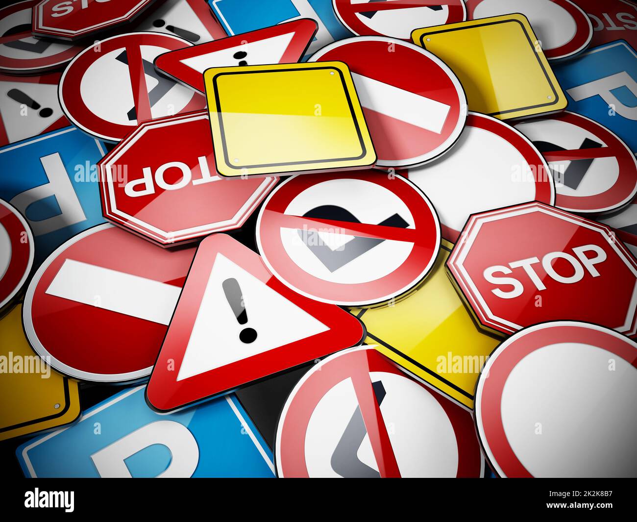 Traffic signs background. 3D illustration Stock Photo - Alamy