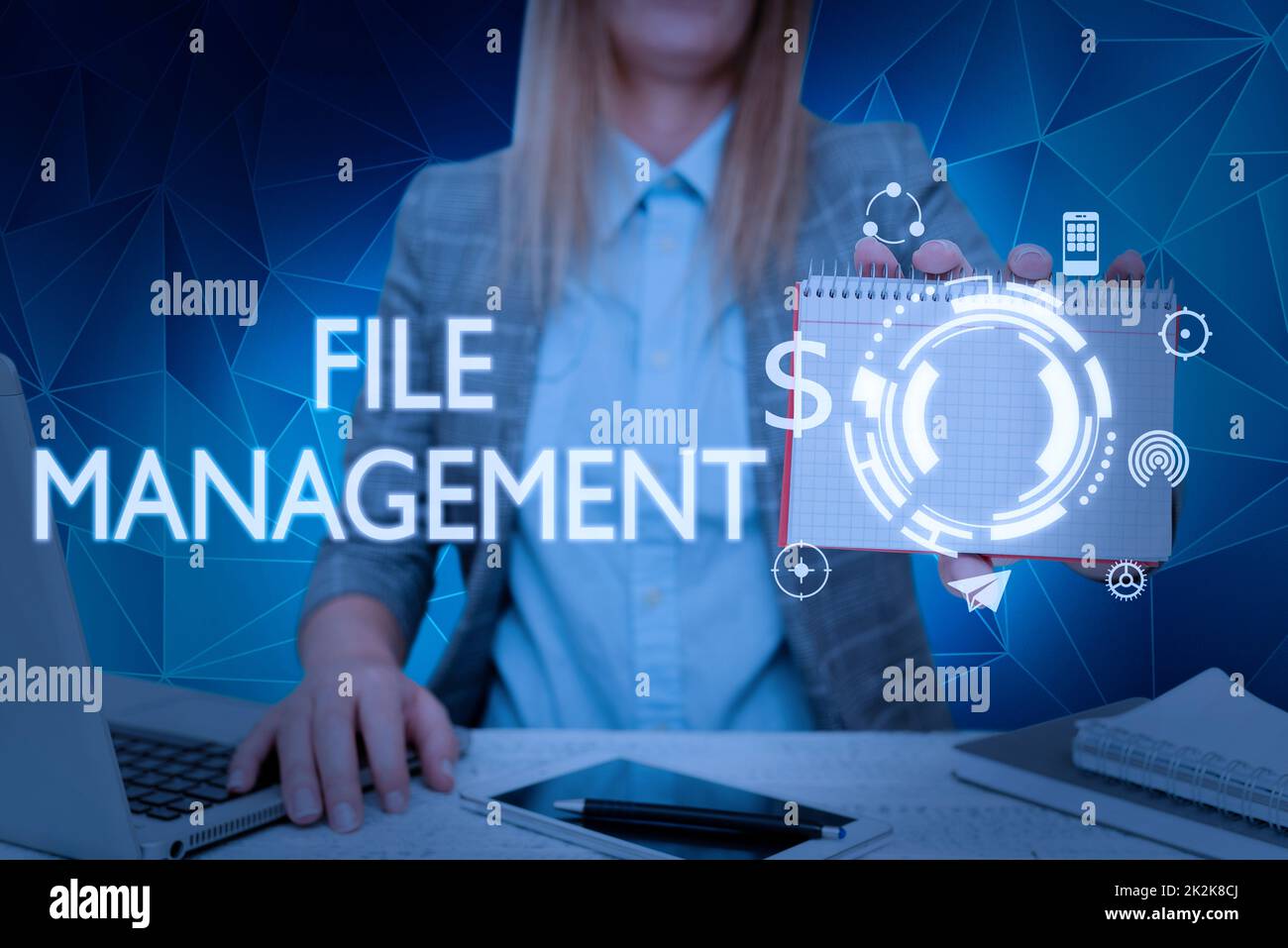 Text caption presenting File Management. Business concept computer program that provides user ...