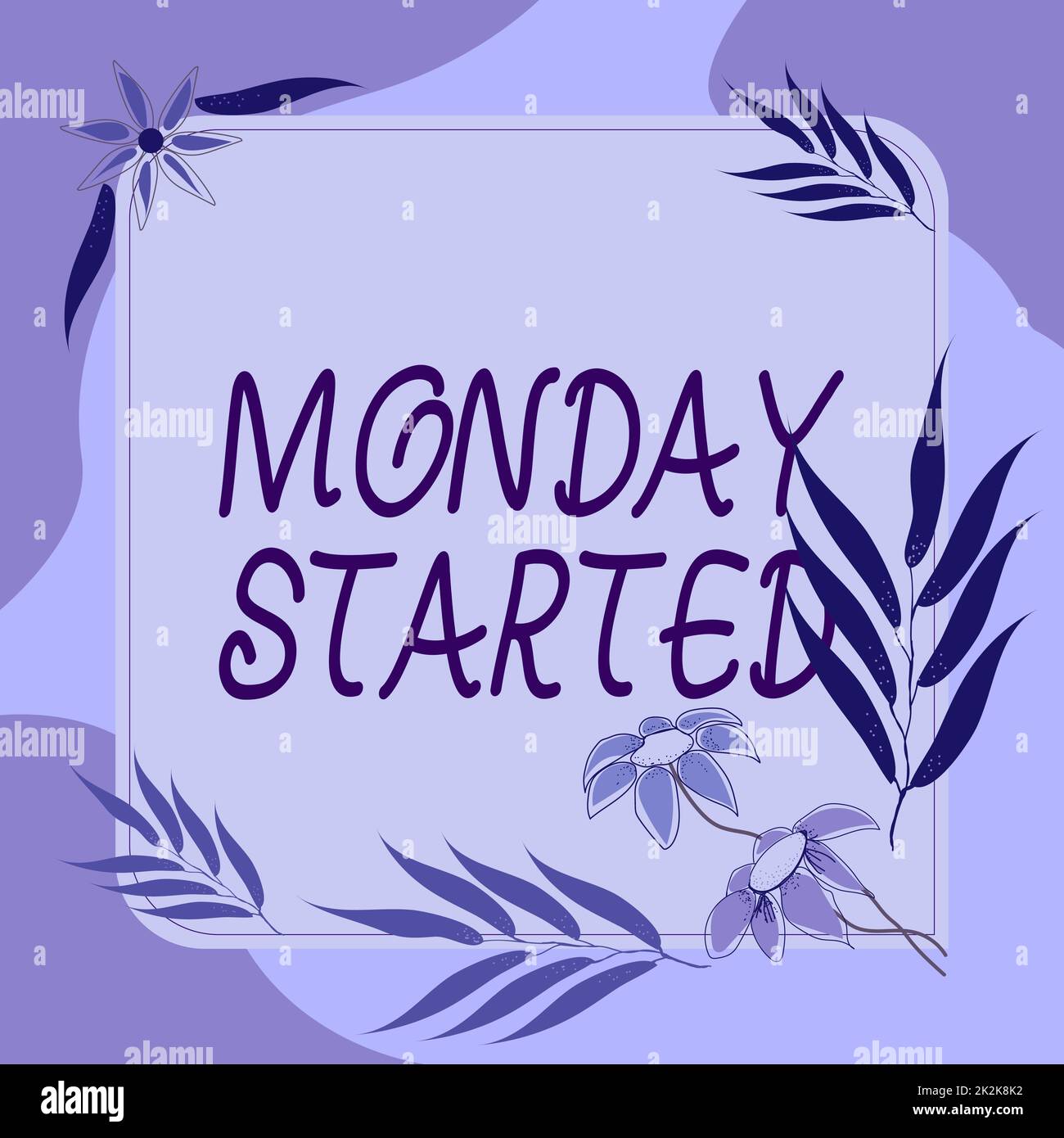 Hand writing sign Monday Started. Word Written on getting ready for new ...