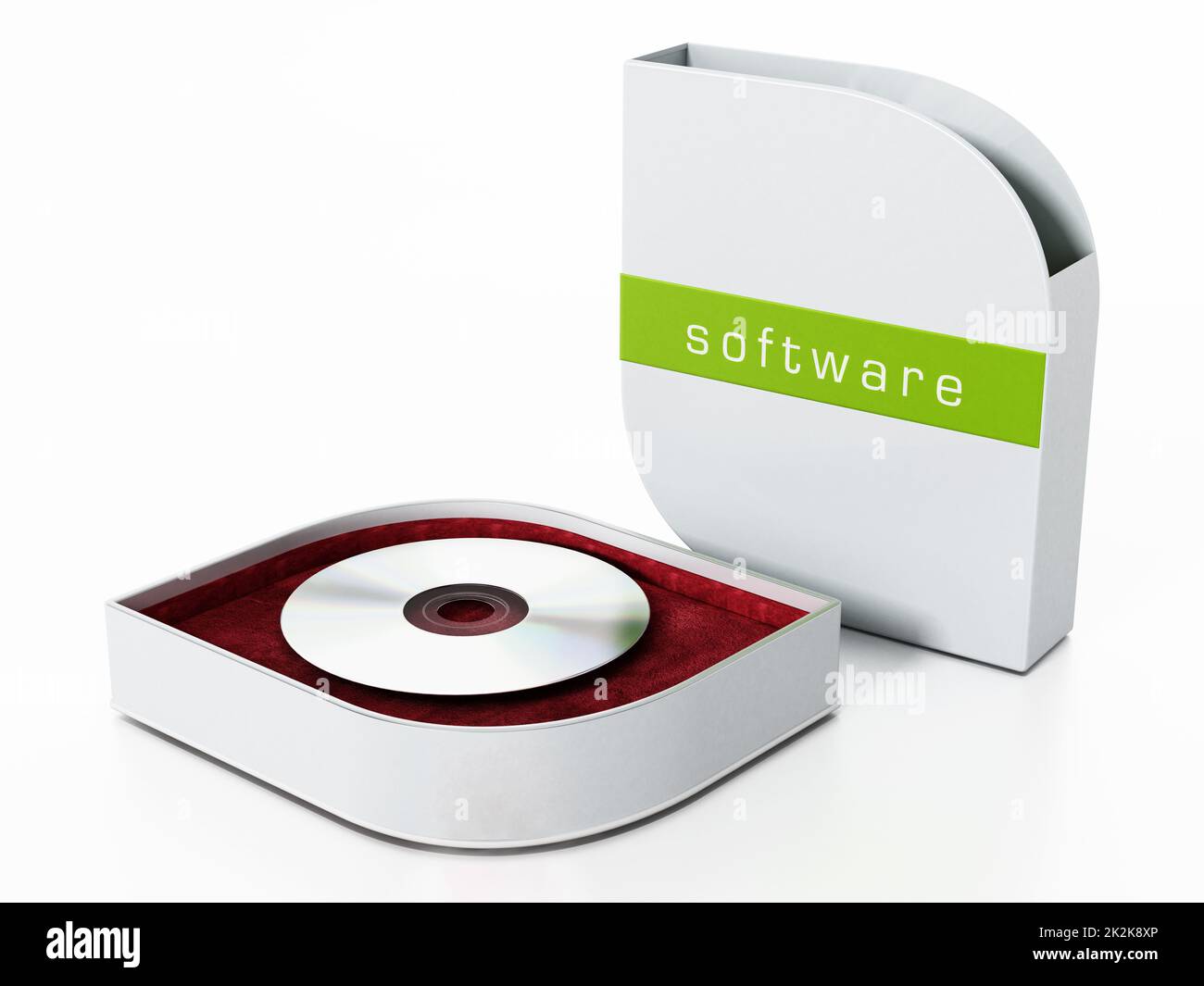 Software box with open cover isolated on white background. 3D ...