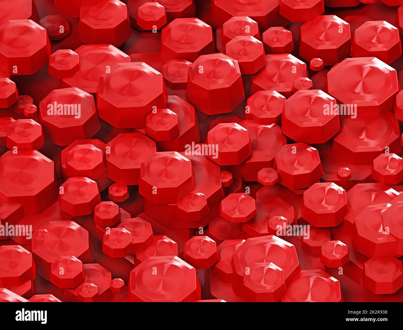 Abstract background formed with red octagonal shapes. 3D illustration ...