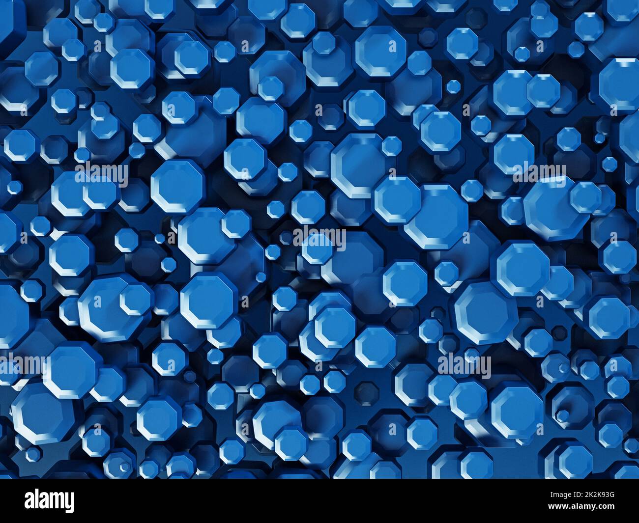 Abstract background formed with blue octagonal shapes. 3D illustration ...