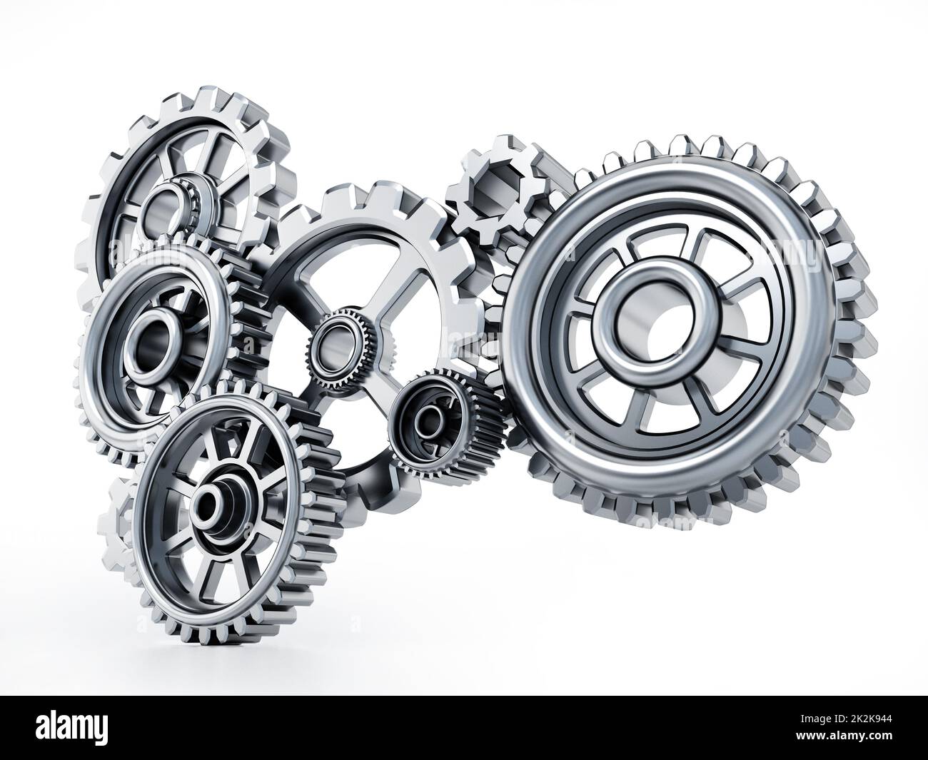 Gears in motion representing teamwork and cooperation. 3D illustration ...