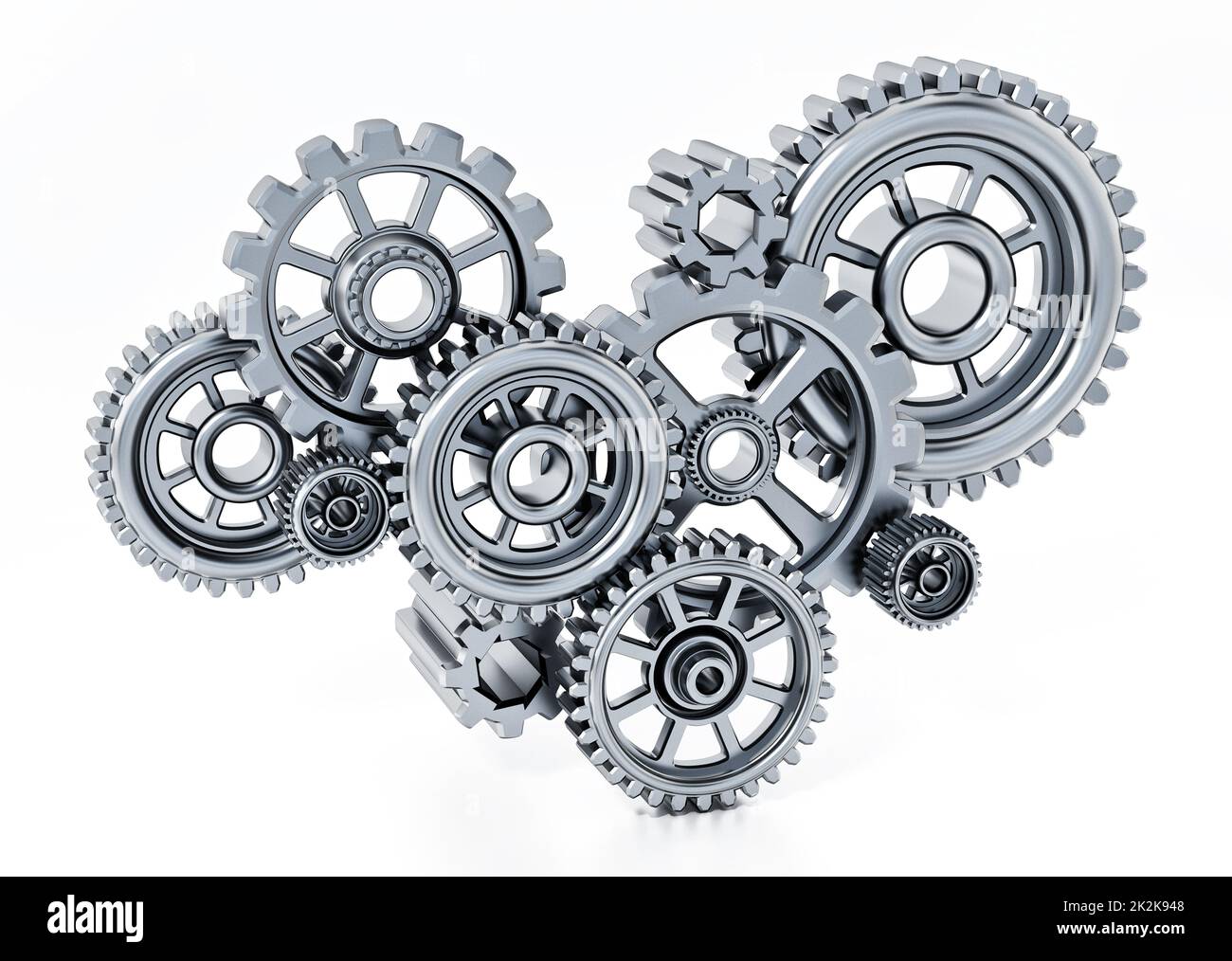 Gears in motion representing teamwork and cooperation. 3D illustration ...