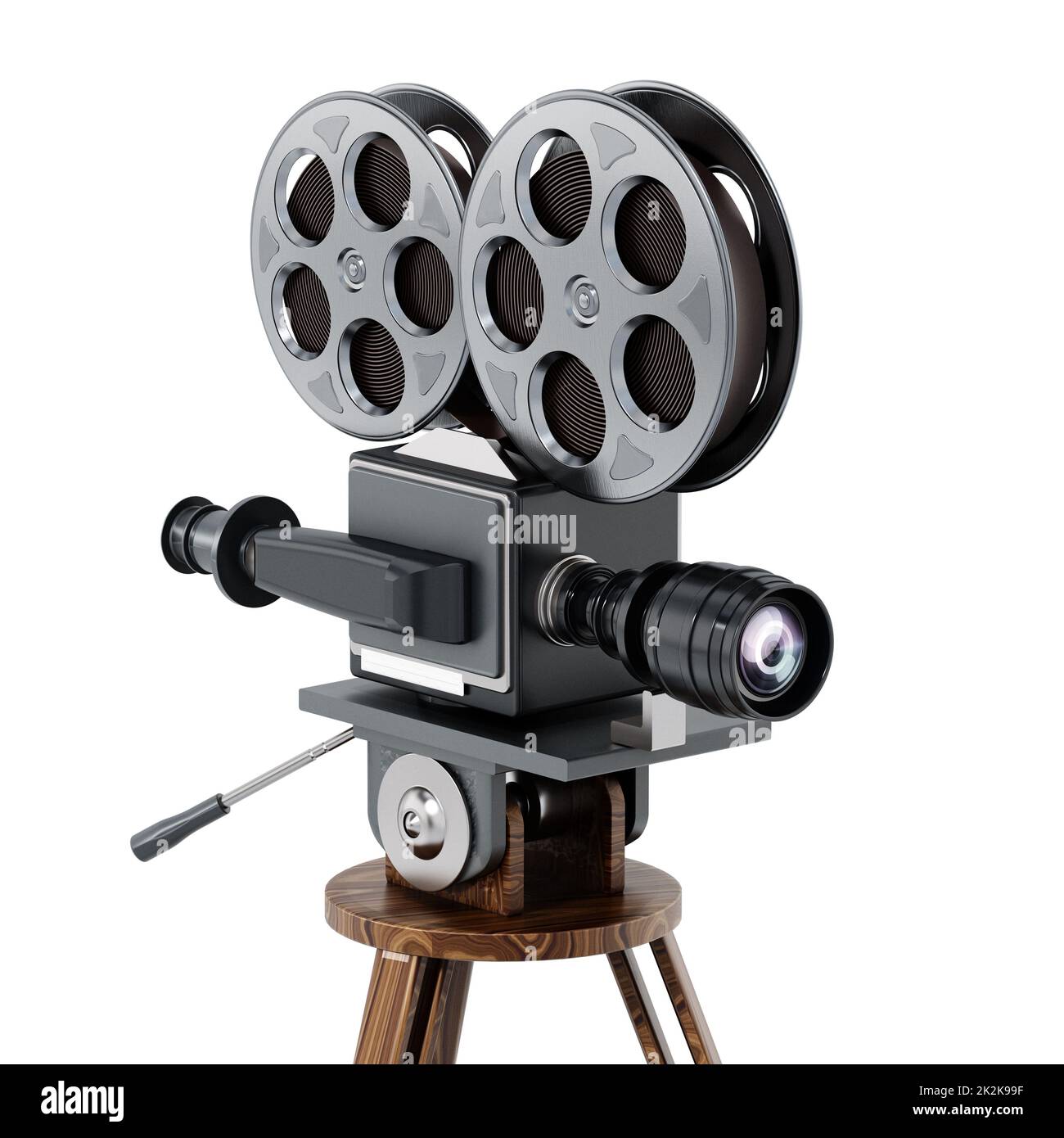 Antique movie camera isolated on white background. 3D illustration ...