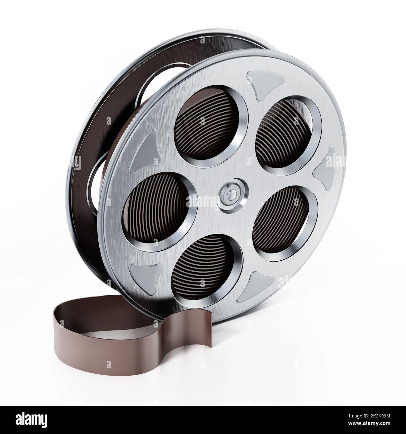Film reel isolated on white background. 3D illustration Stock Photo - Alamy