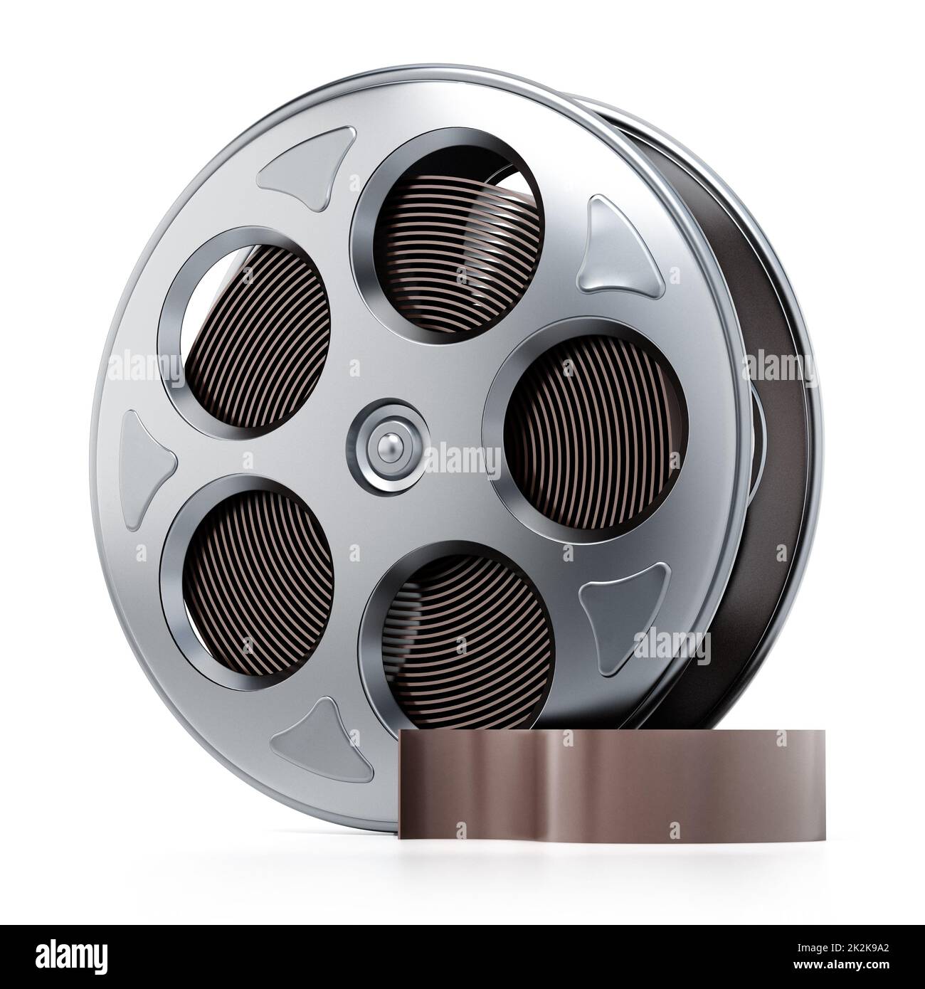 Film reel isolated on white background. 3D illustration Stock Photo - Alamy