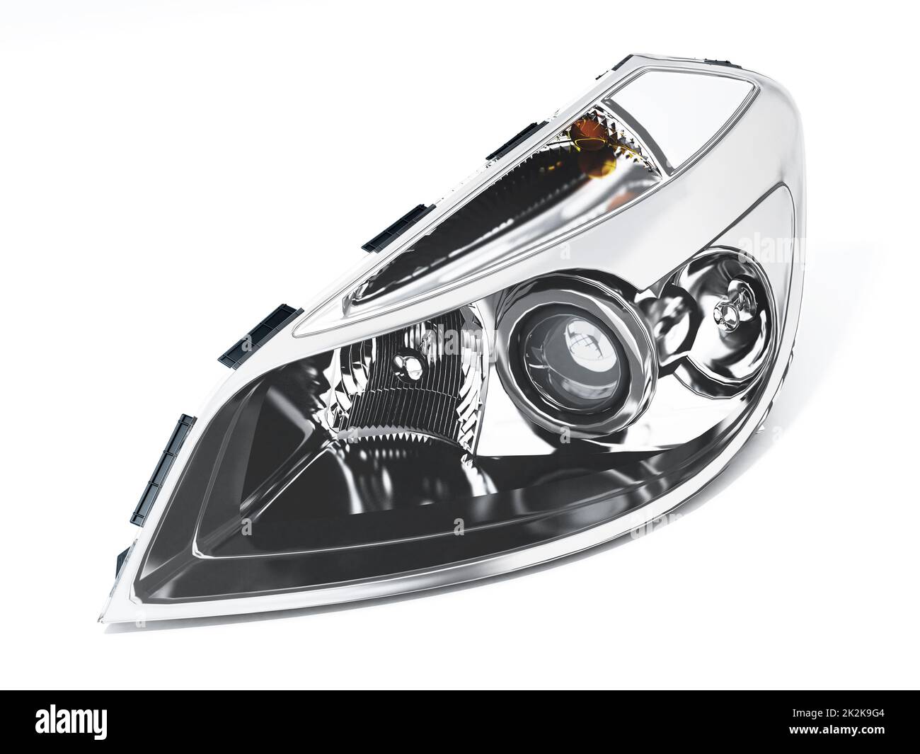 Left car headlight isolated on white background. 3D illustration Stock ...