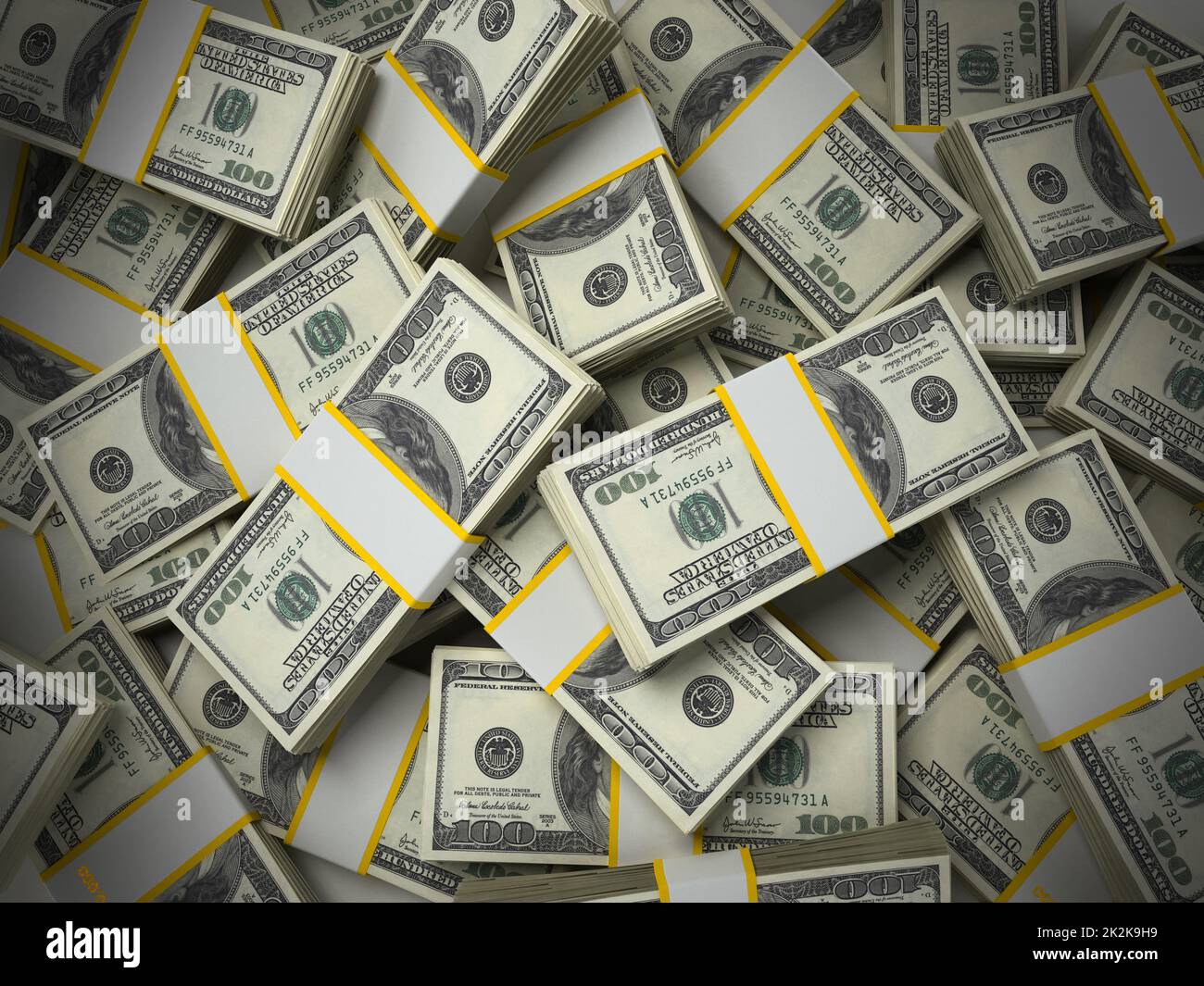 Stack of 100 dollar bills background. 3D illustration Stock Photo - Alamy