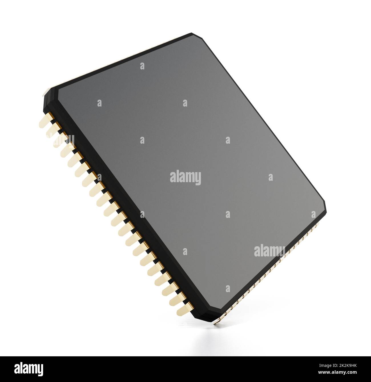 Black computer microchip isolated on white background. 3D illustration ...