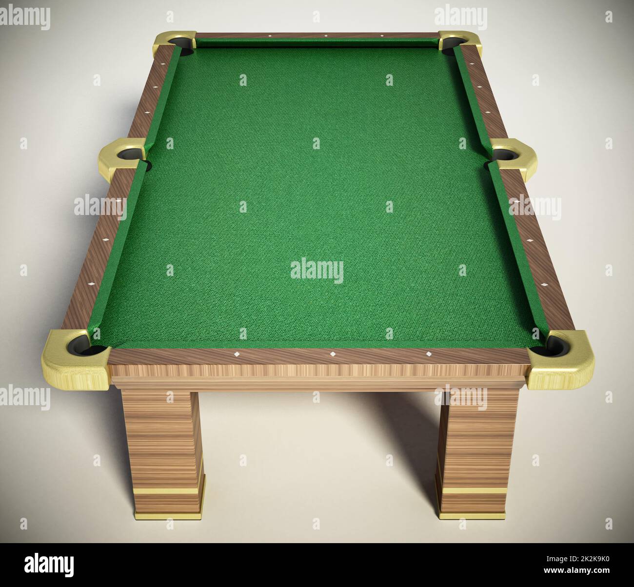 Pool table with green cloth on white background. 3D illustration Stock ...