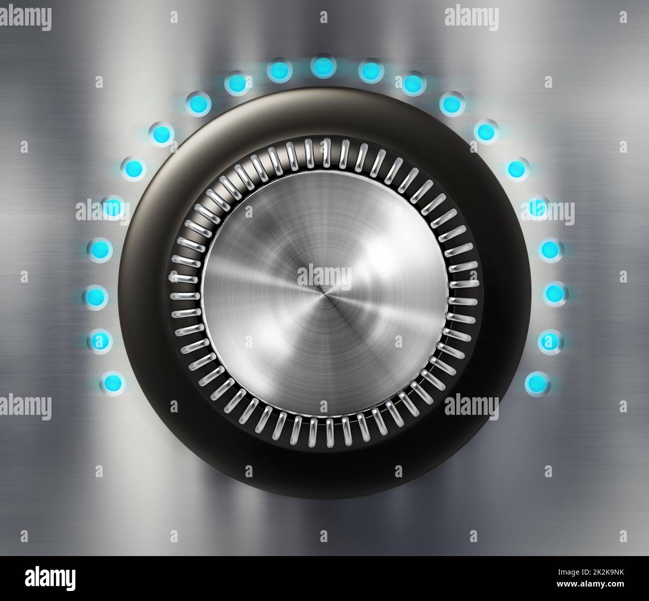 Vintage style brushed metal control knob. 3D illustration Stock Photo ...