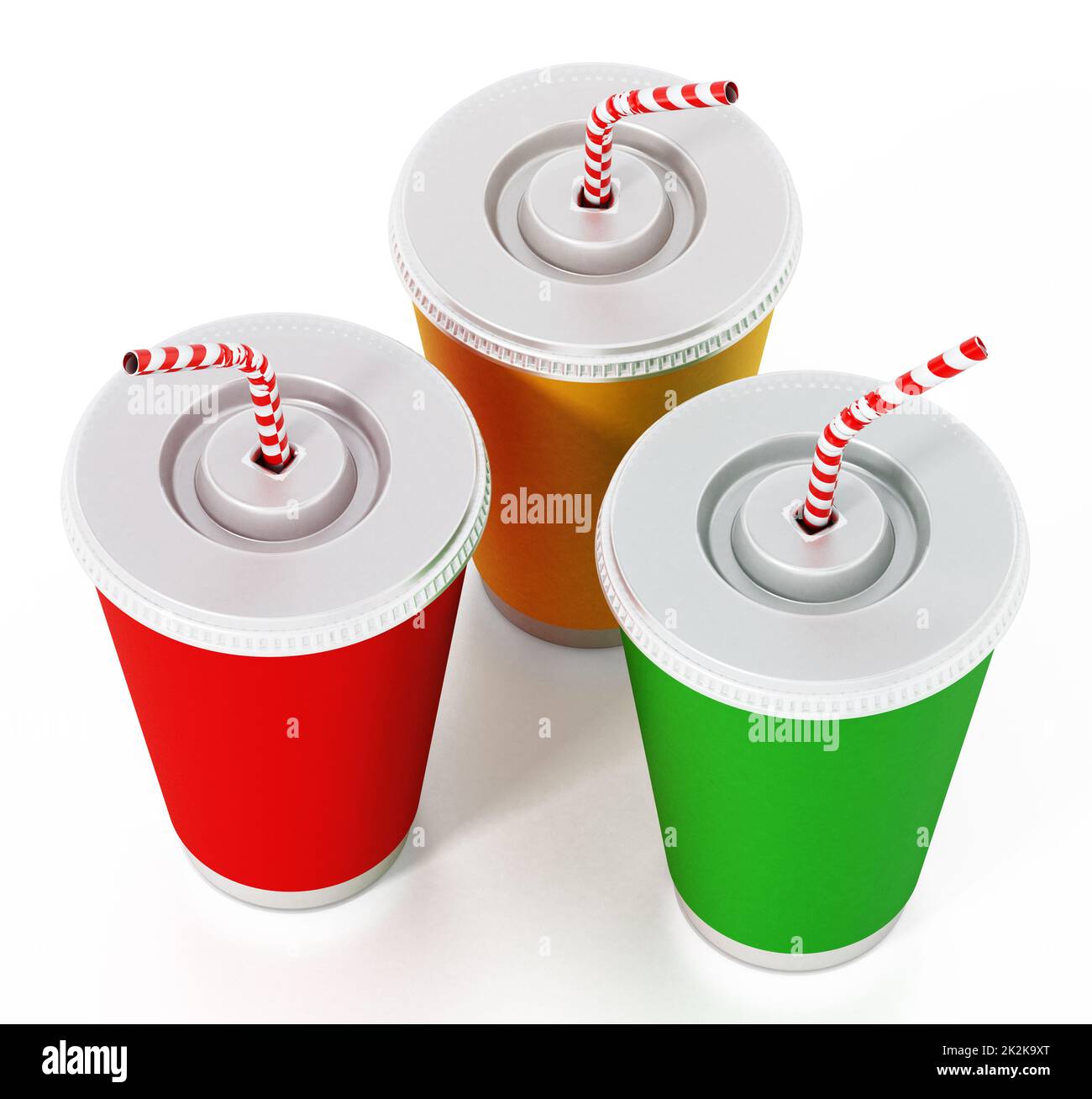 Paper soda cups isolated on white background. 3D illustration Stock ...