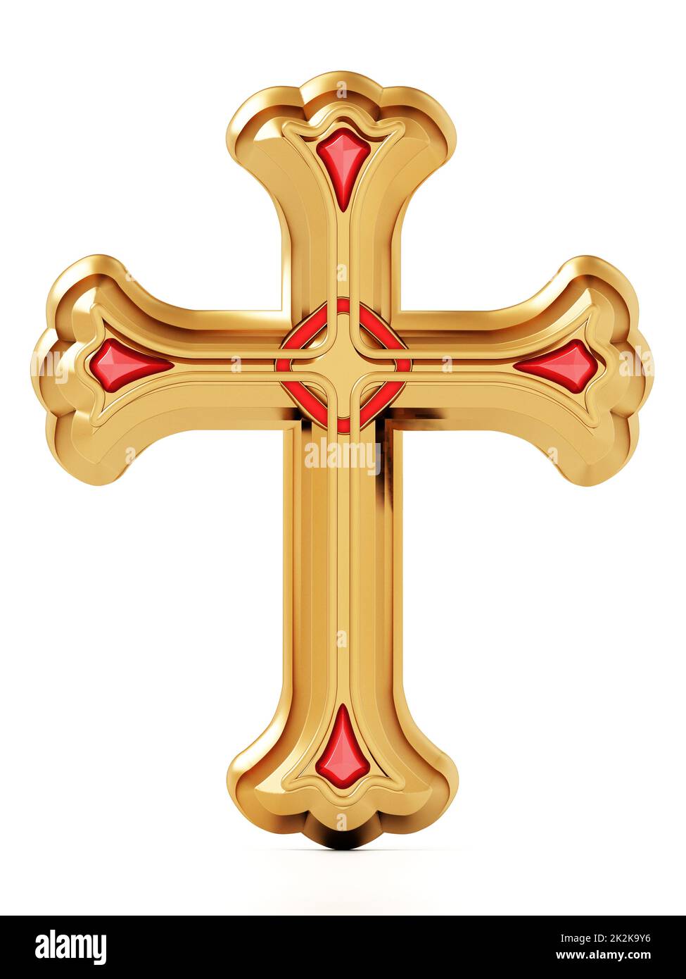 Gold cross isolated on white background. 3D illustration Stock Photo ...