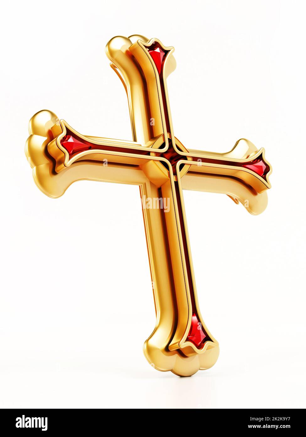 Gold cross isolated on white background. 3D illustration Stock Photo - Alamy