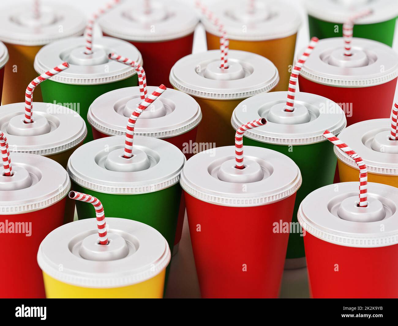 Stacked paper soda cups. 3D illustration Stock Photo - Alamy
