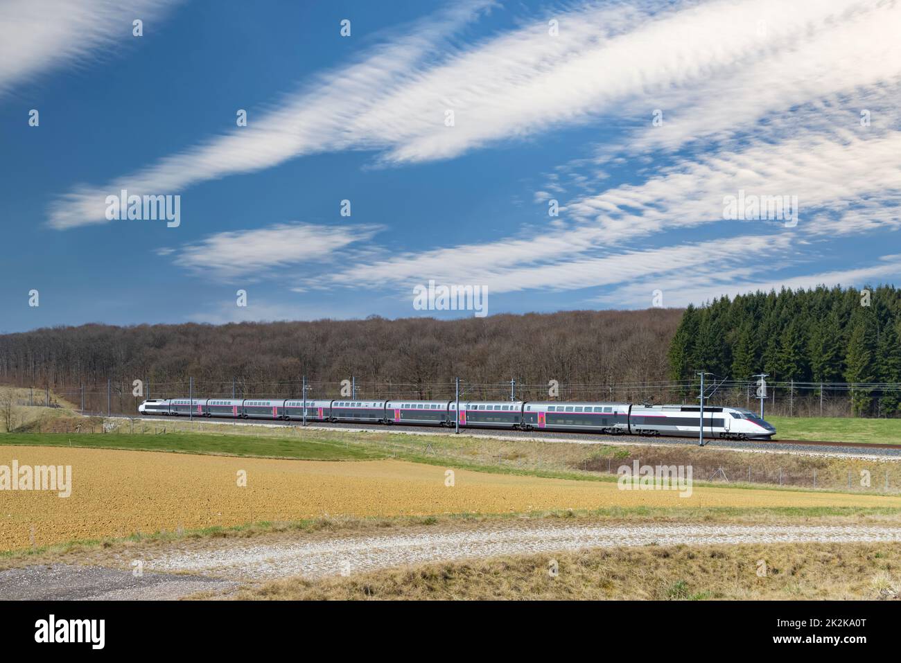 Fastest train TGV in Northern France Stock Photo - Alamy