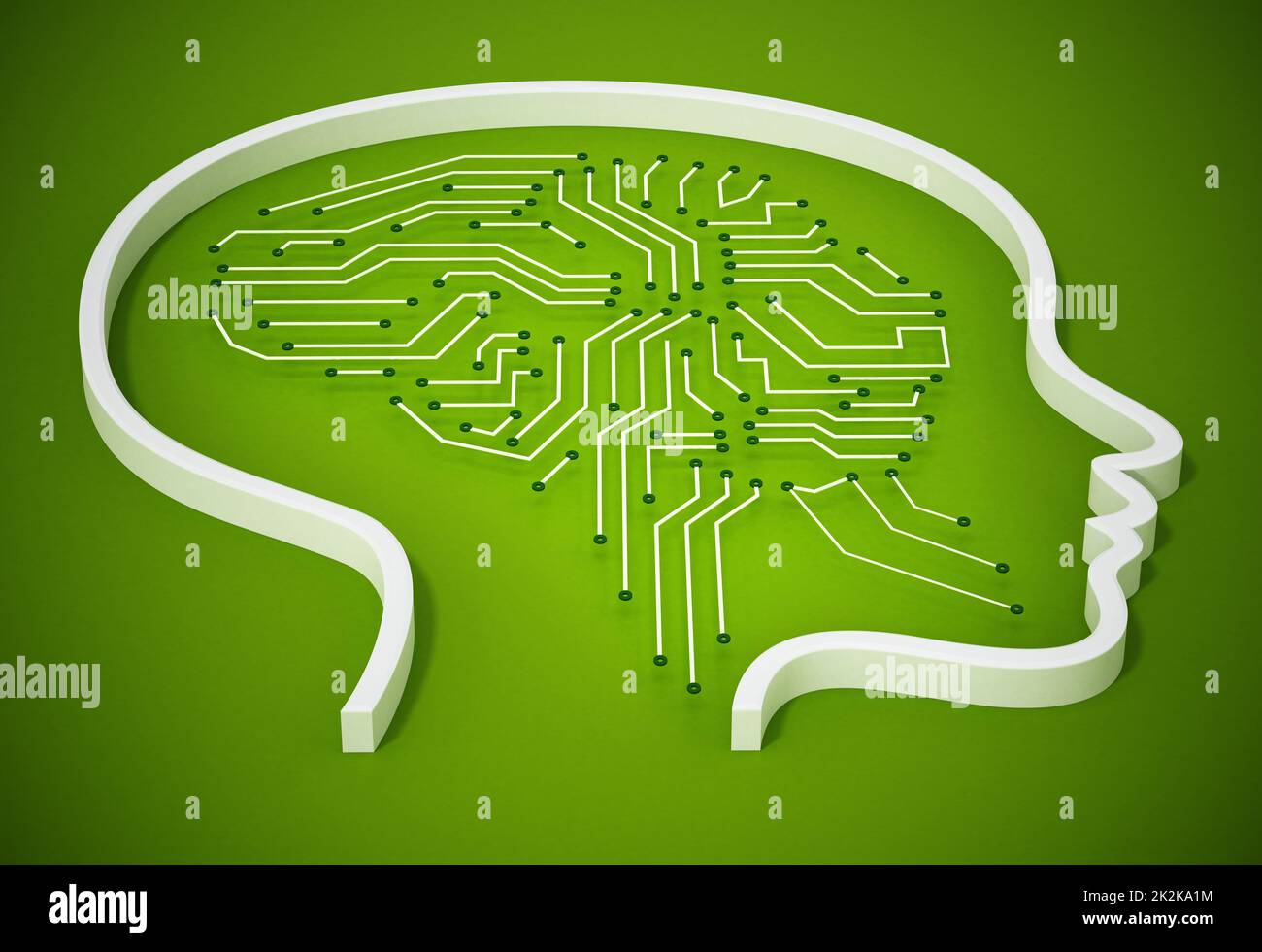 PCB brain inside female head icon. 3D illustration Stock Photo - Alamy