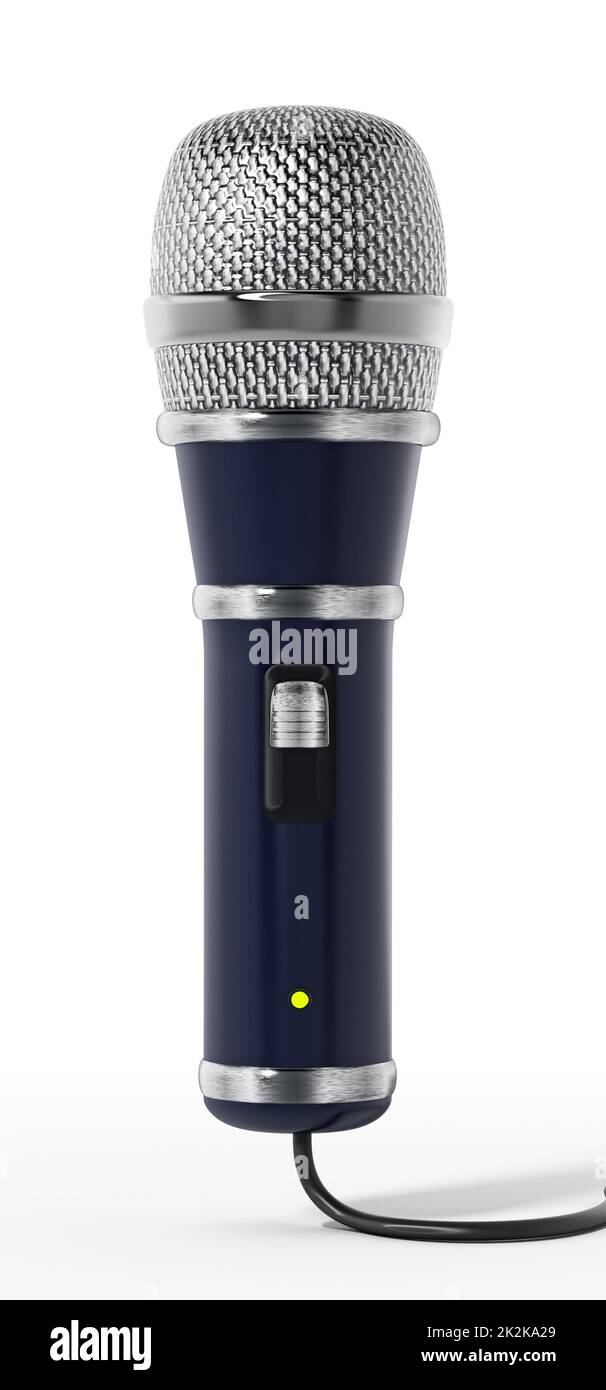 Classic design cable microphone isolated on white background. 3D ...