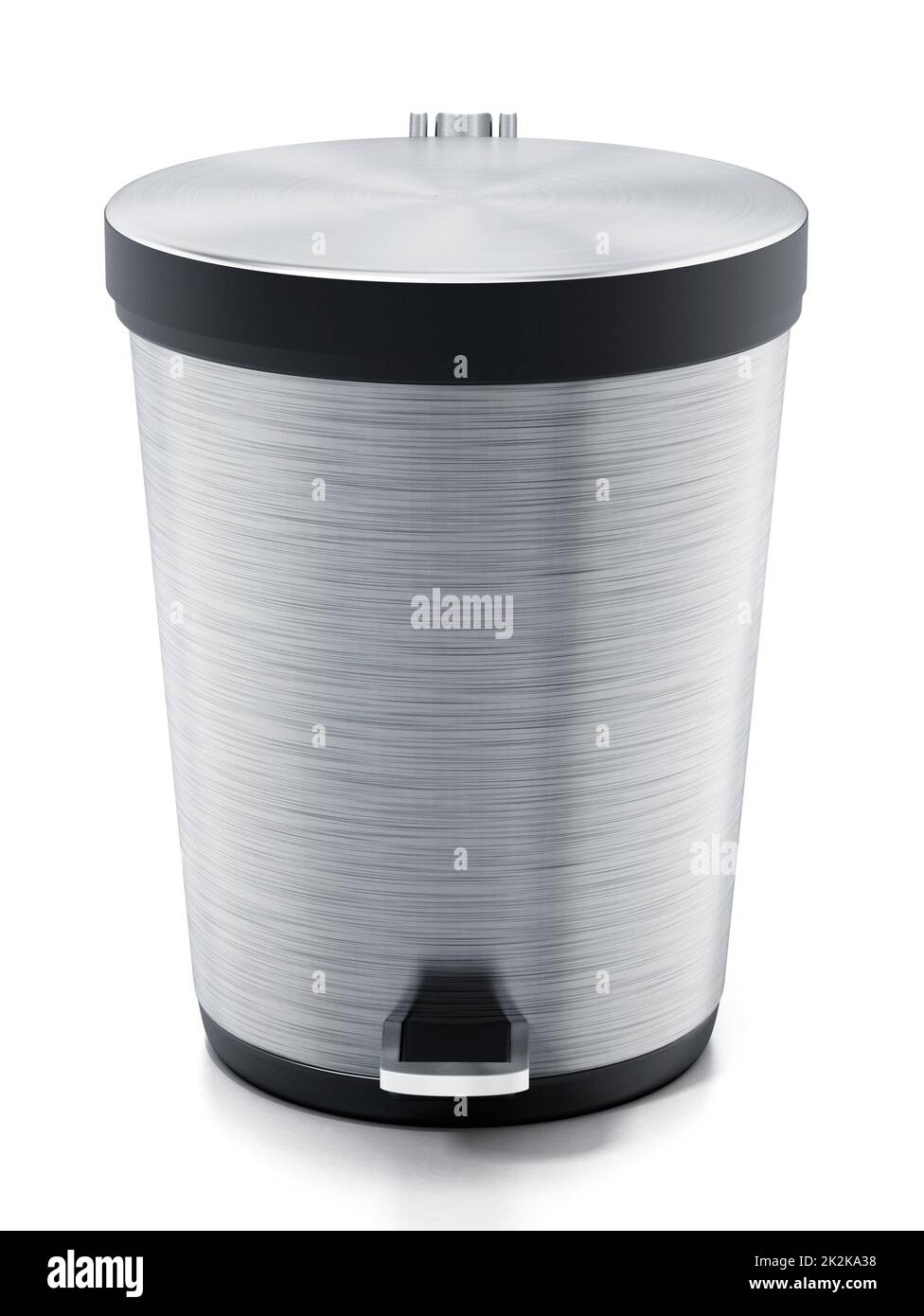 Brushed steel trash bin isolated on white background. 3D illustration ...