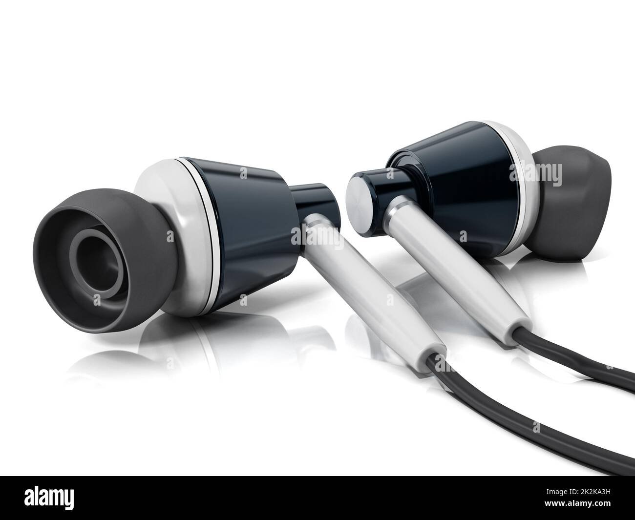 Generic modern earphones isolated on white background Stock Photo - Alamy