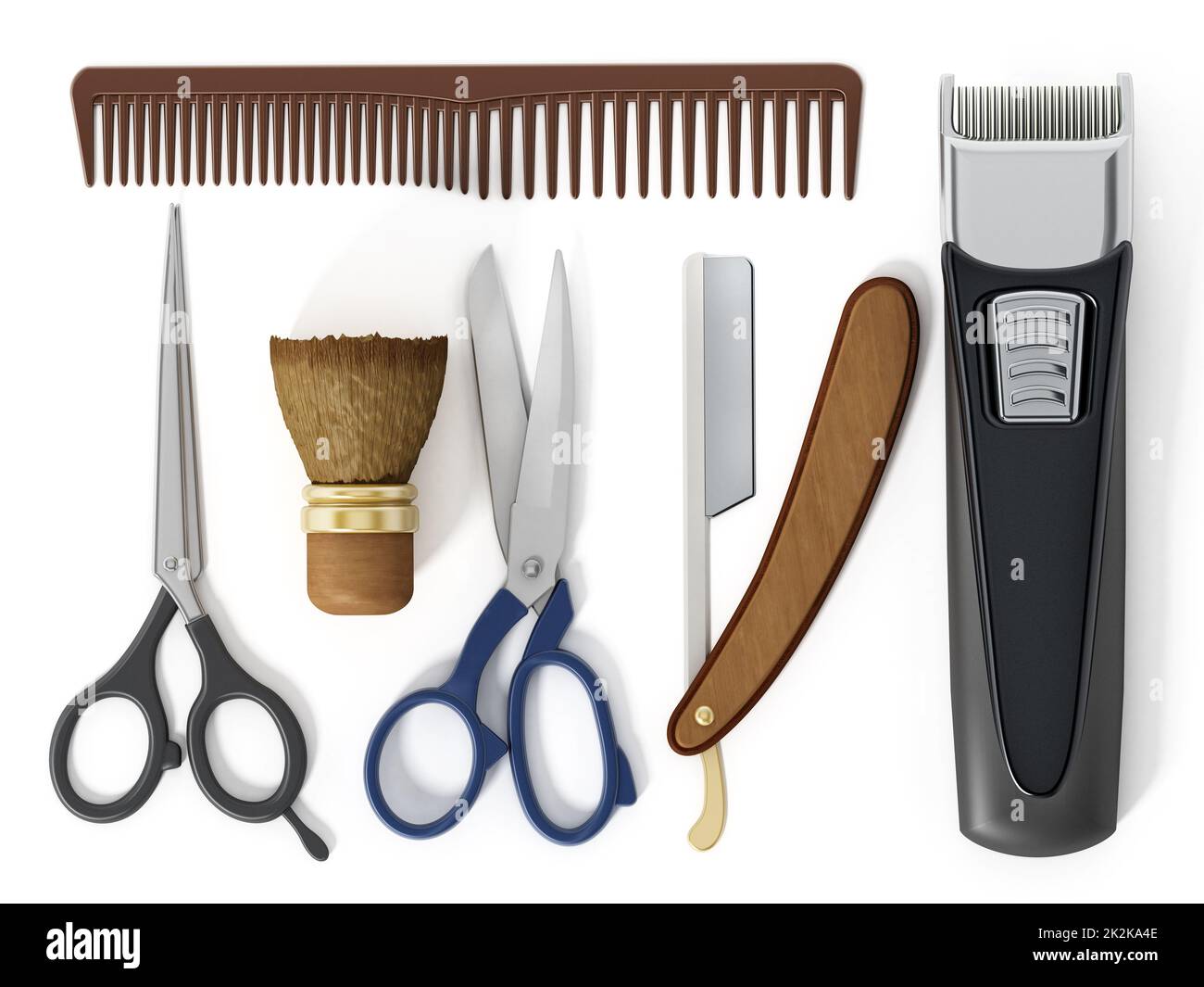 Barber tools isolated on white background. 3D illustration Stock Photo ...
