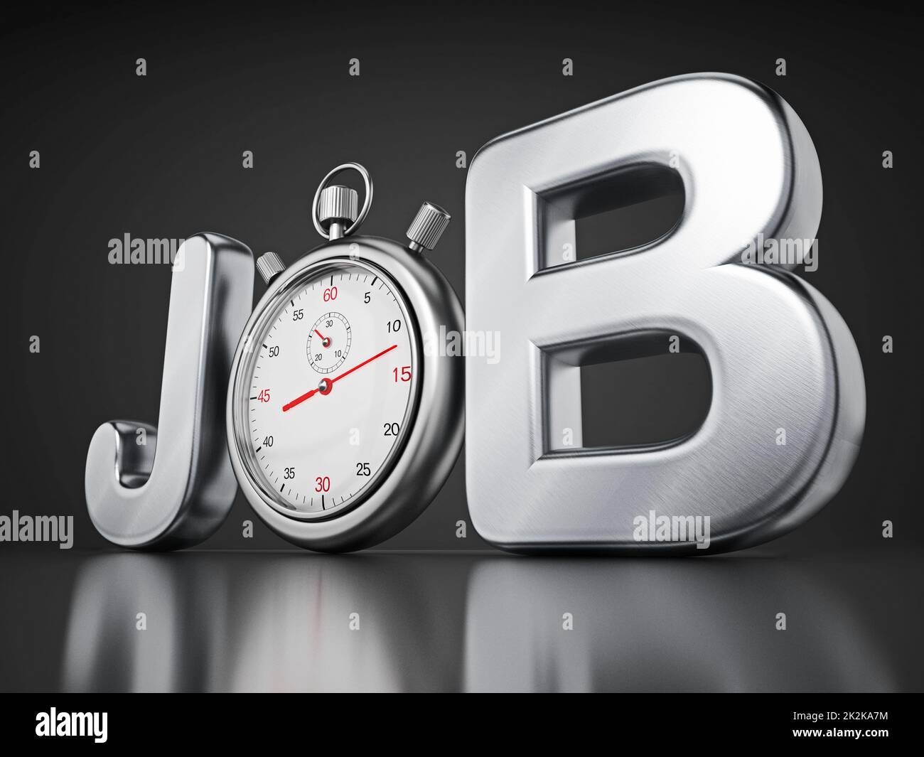 Analogue chronometer replacing the letter o in the word job. 3D ...