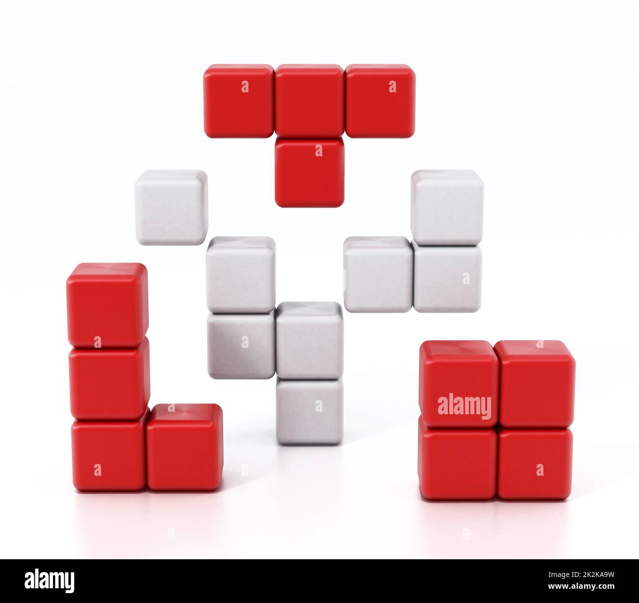 Building blocks forming a cube alltogether. 3D illustration Stock Photo ...