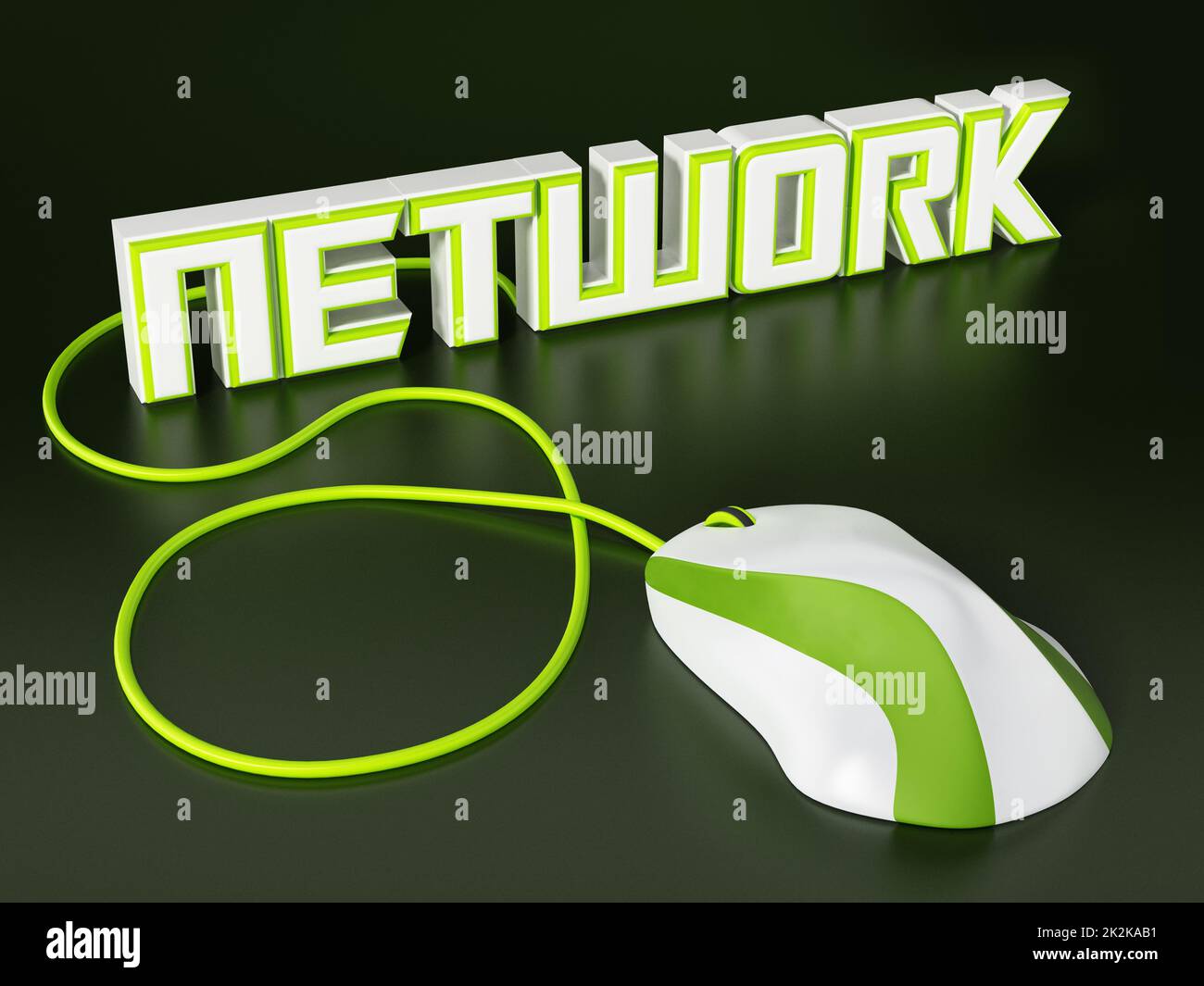 Cable mouse connected to network text. 3D illustration Stock Photo - Alamy