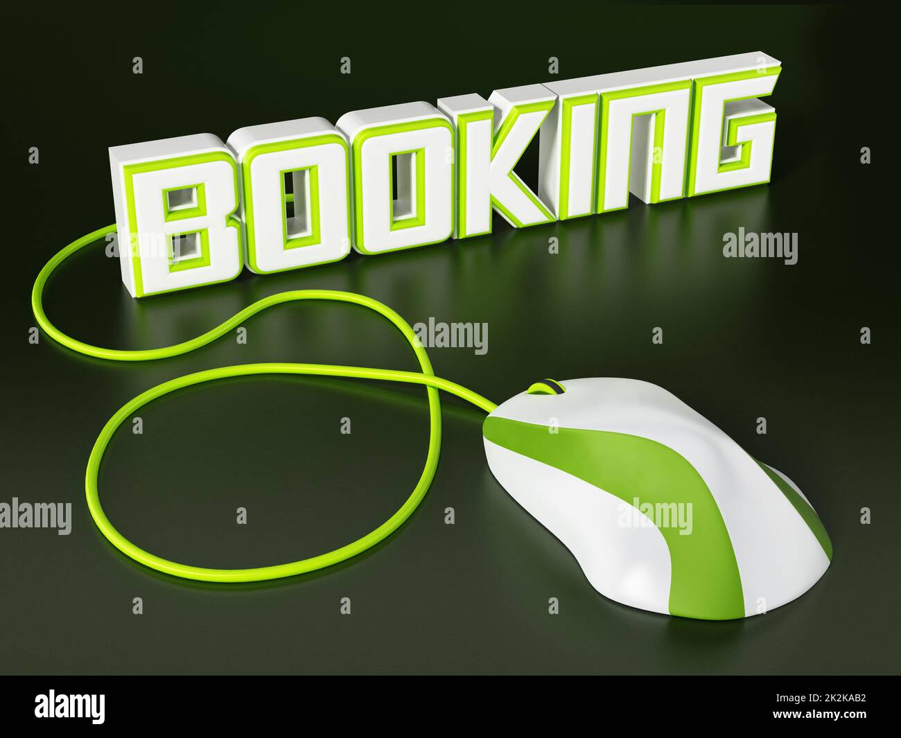 Cable mouse connected to booking text. 3D illustration Stock Photo - Alamy