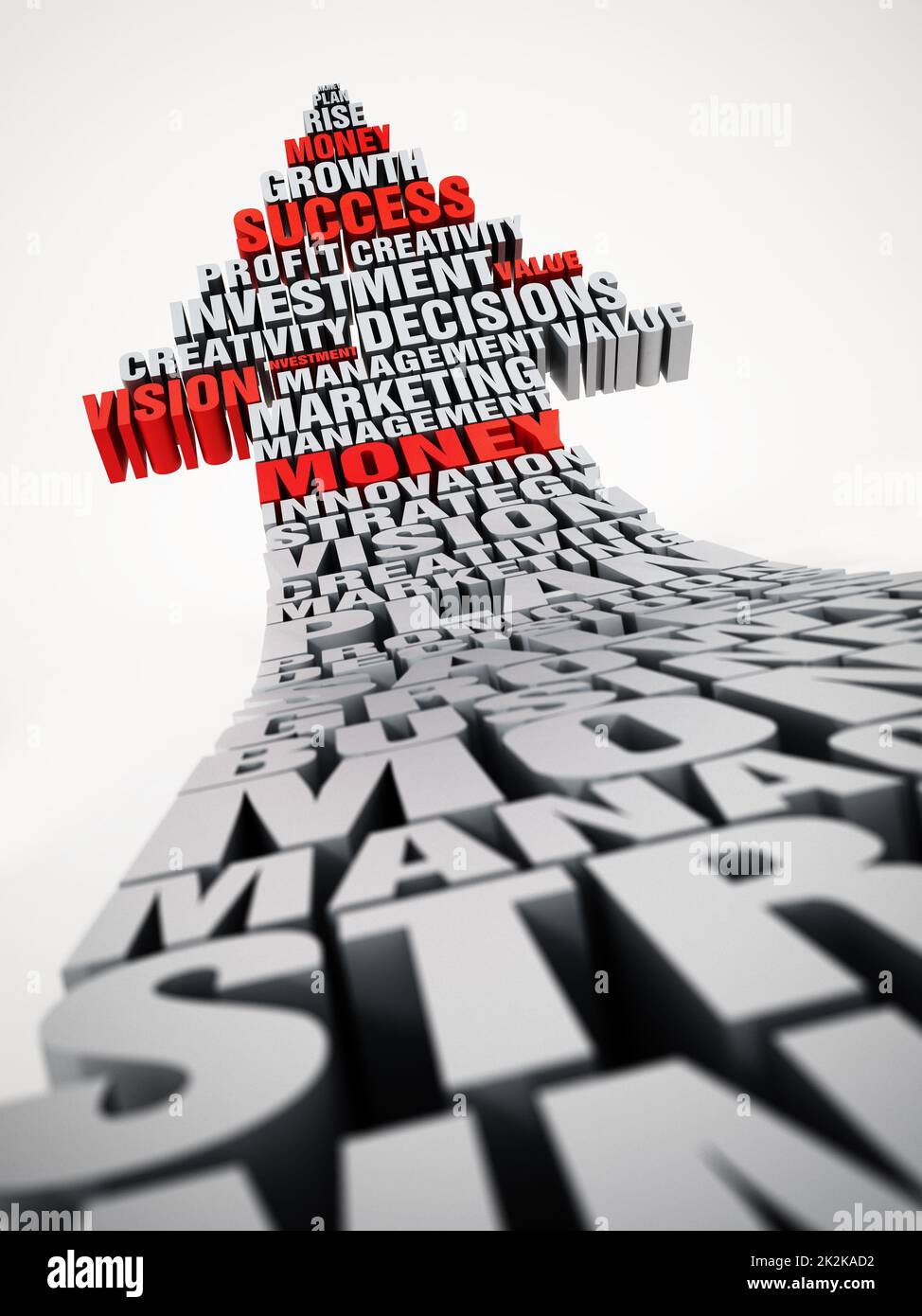 Rising arrow consisting of words. Business and success concept. 3D ...
