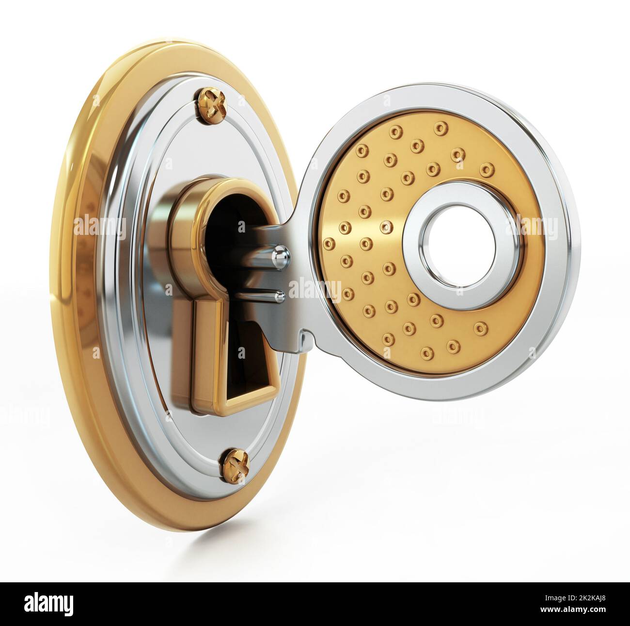 Keyhole on the lock isolated on white background. 3D illustration Stock ...