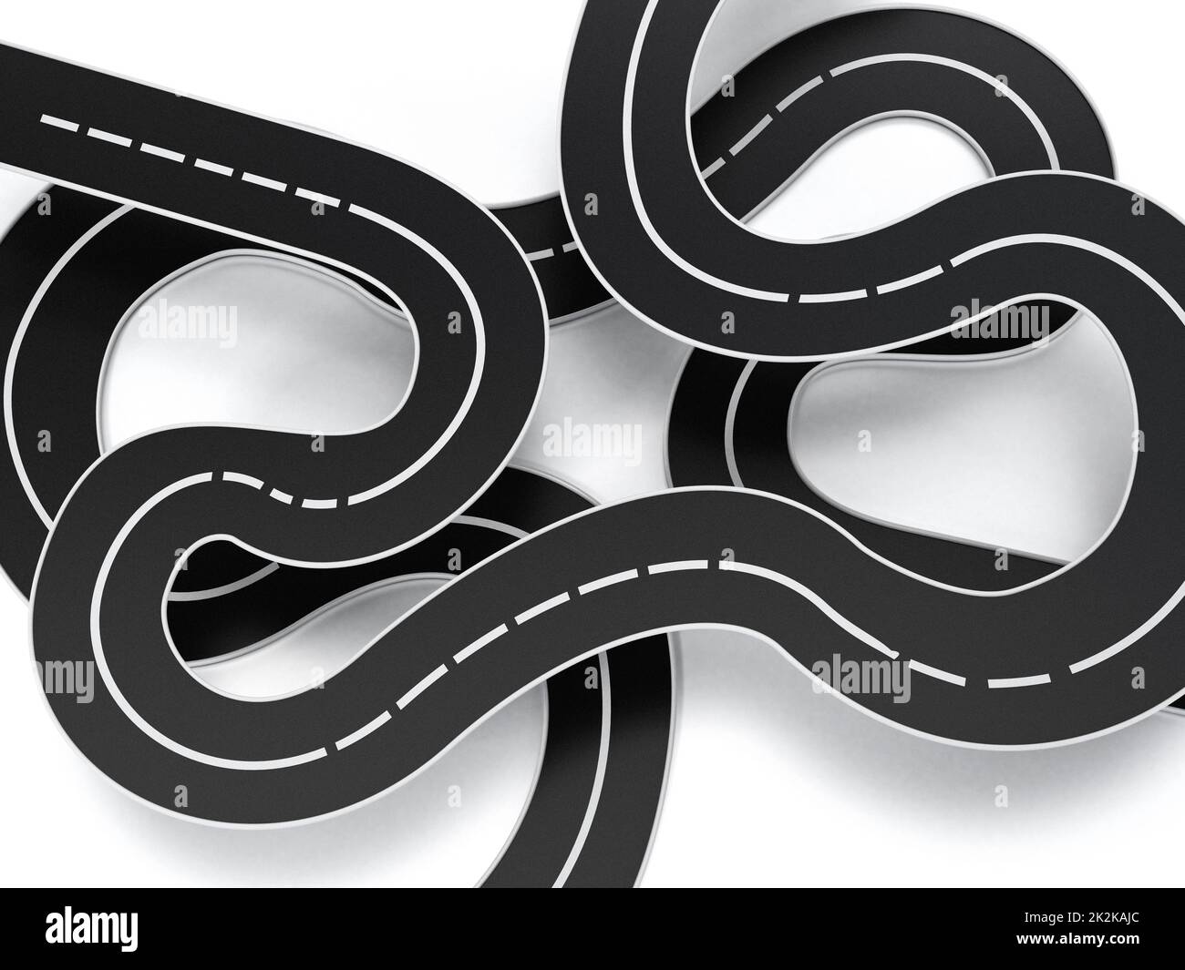 Tangled road isolated on white background. 3D illustration Stock Photo ...