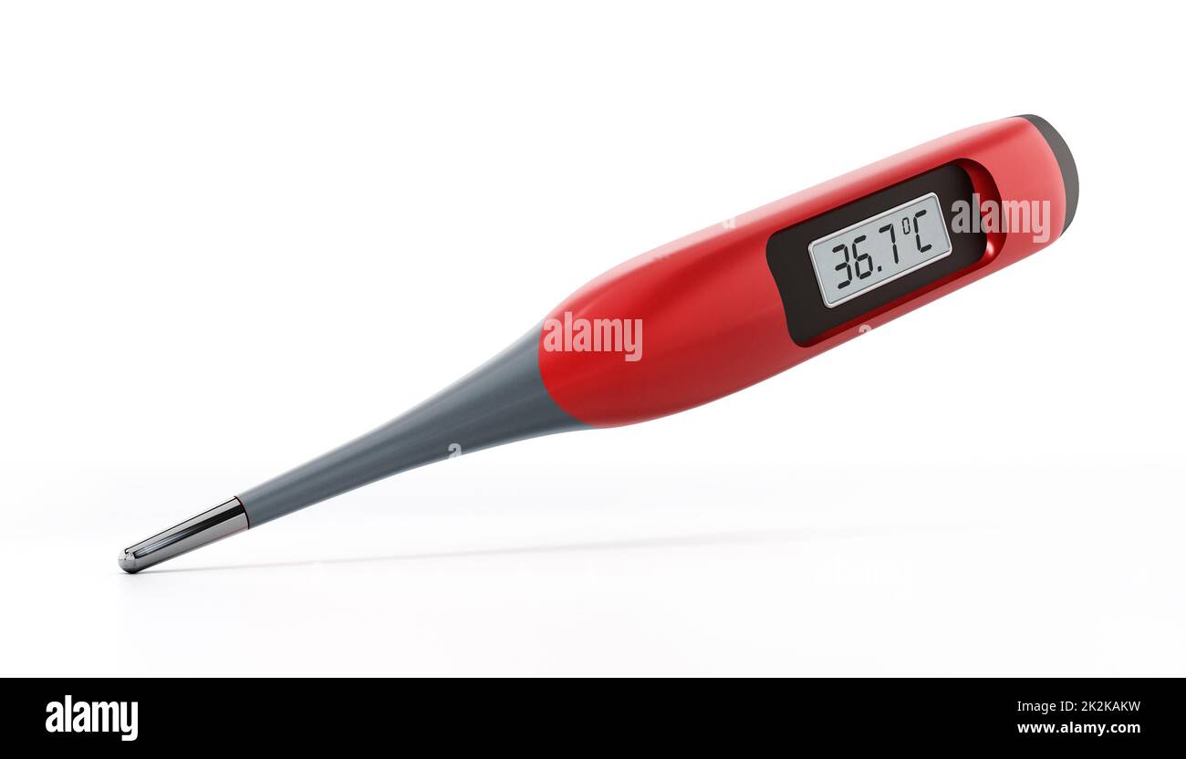Digital thermometer isolated on white background. 3D illustration Stock ...