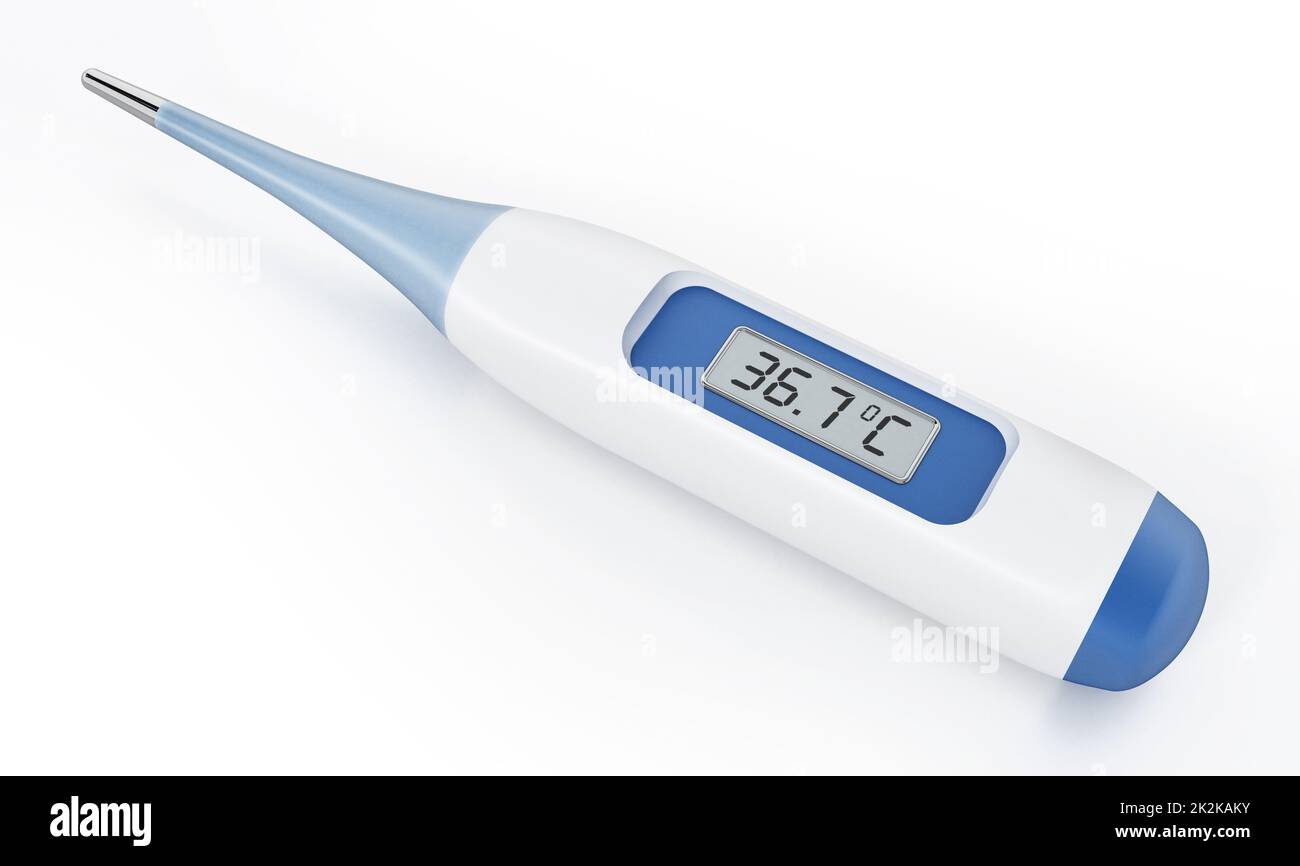 Digital thermometer isolated on white background. 3D illustration Stock ...