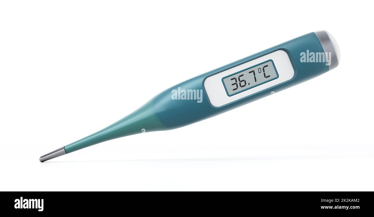 Digital thermometer isolated on white background. 3D illustration Stock ...