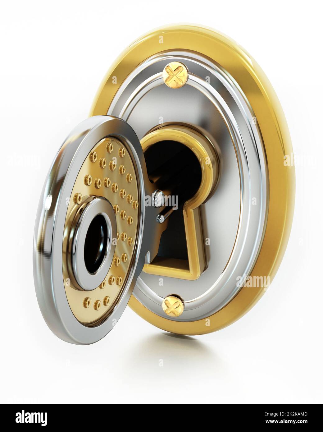 Keyhole on the lock isolated on white background. 3D illustration Stock ...